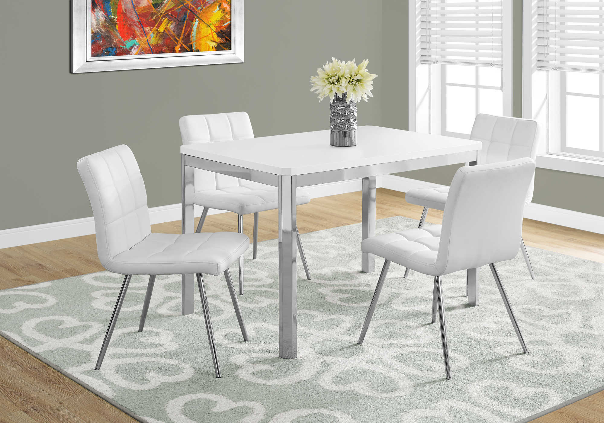 DINING TABLE - 32"X 48" / WHITE / CHROME METAL - MAISON CAPLAN