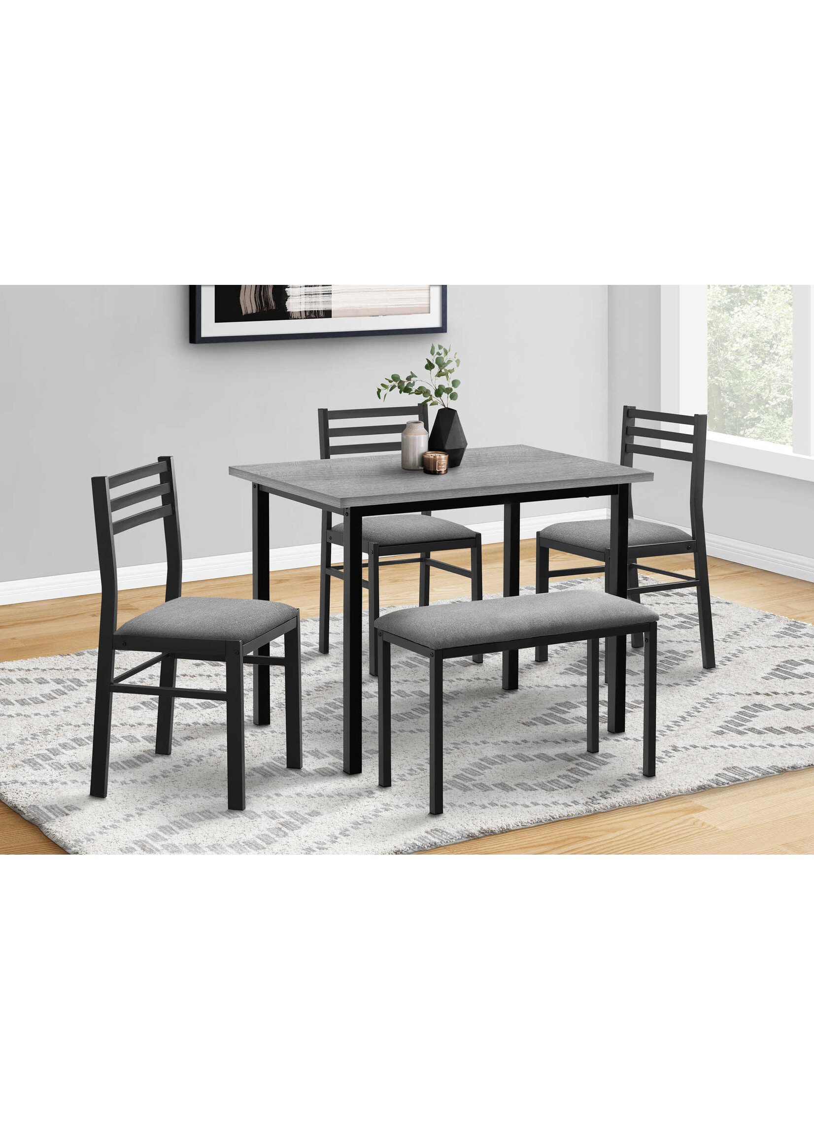 DINING SET - 5PCS SET / GREY TOP / BLACK METAL - MAISON CAPLAN