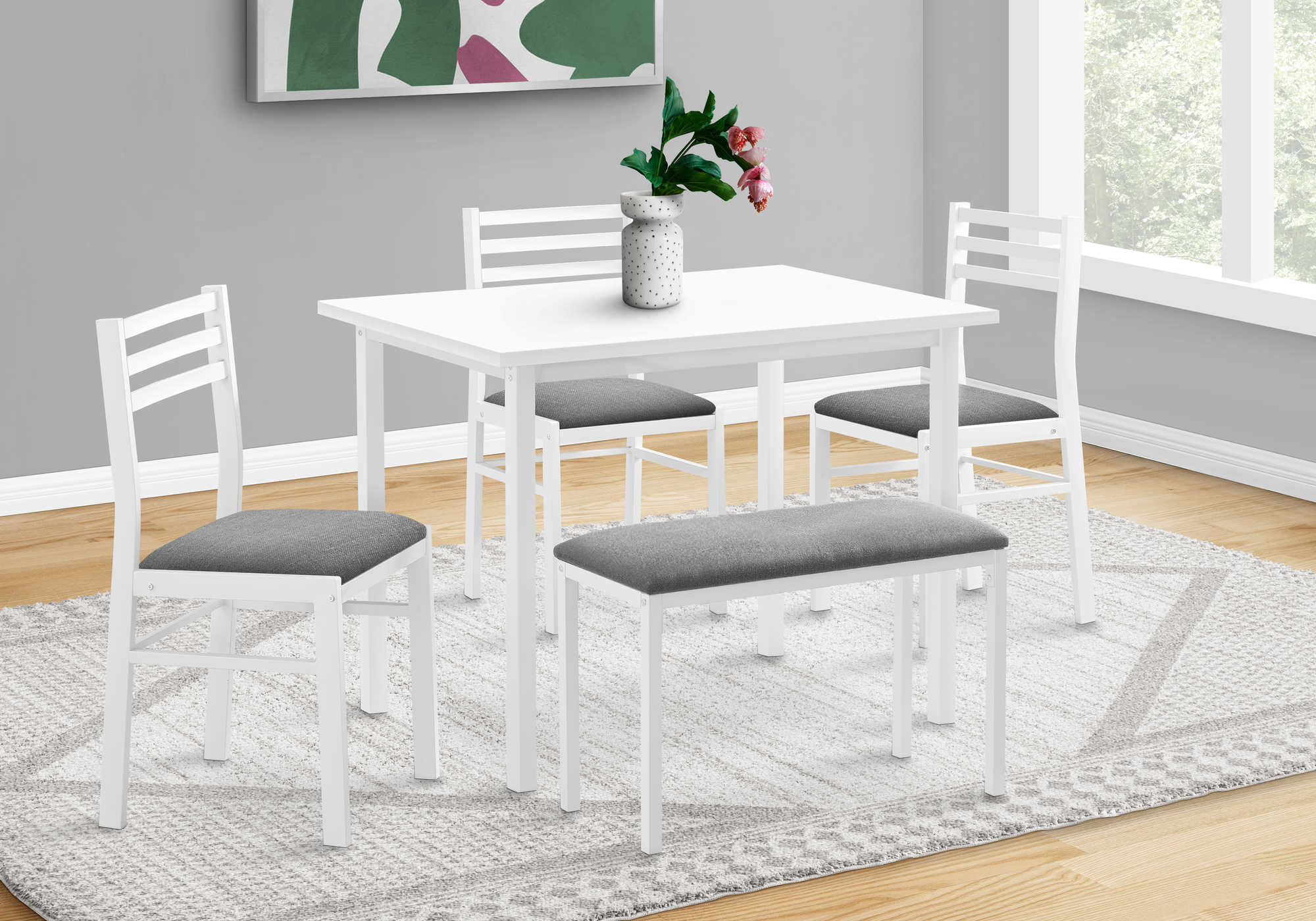 DINING SET - 5PCS SET / WHITE TOP / WHITE METAL - MAISON CAPLAN
