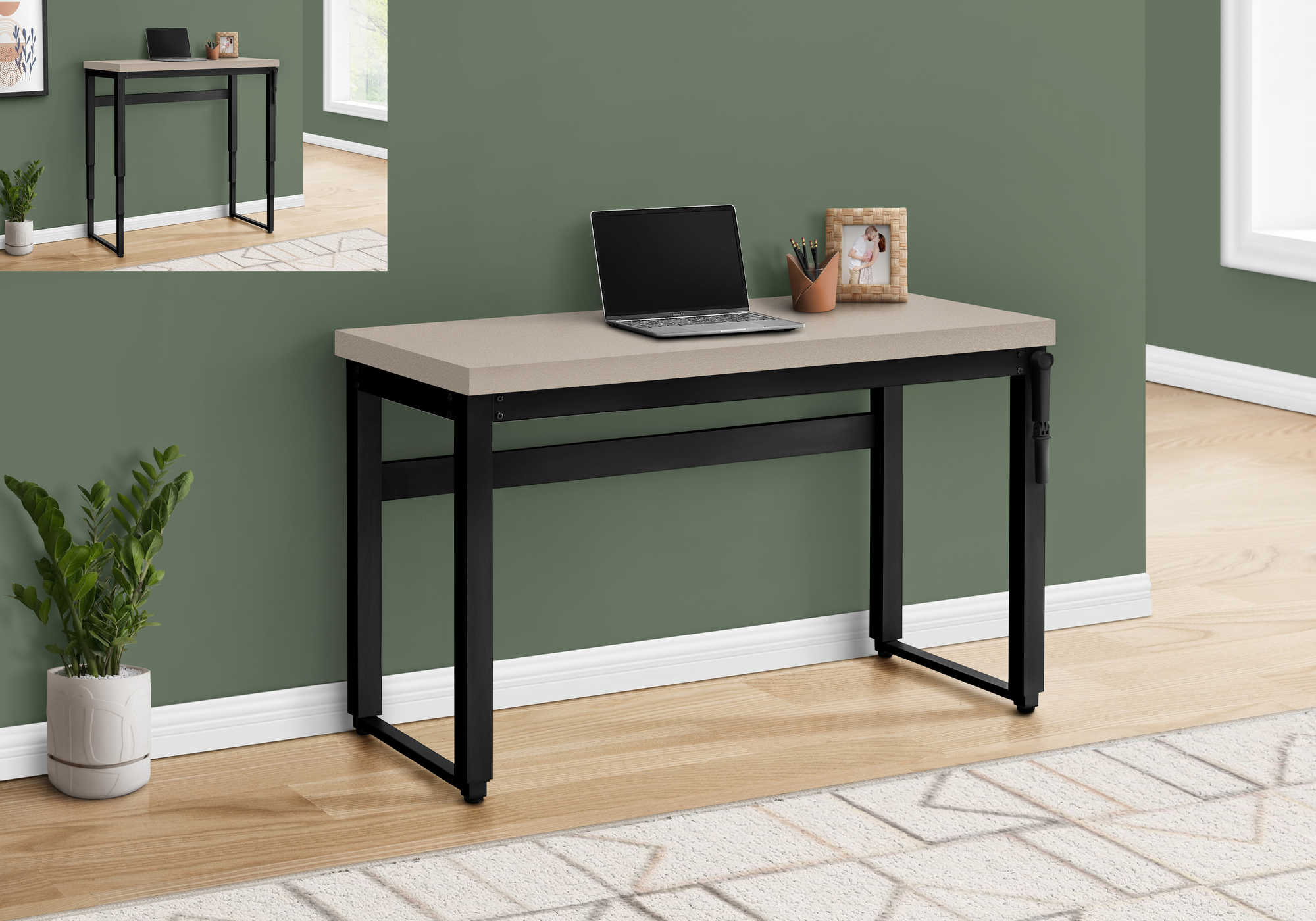 COMPUTER DESK - 48"L / MODERN TAUPE / ADJ.HEIGHT/ BLACK - MAISON CAPLAN