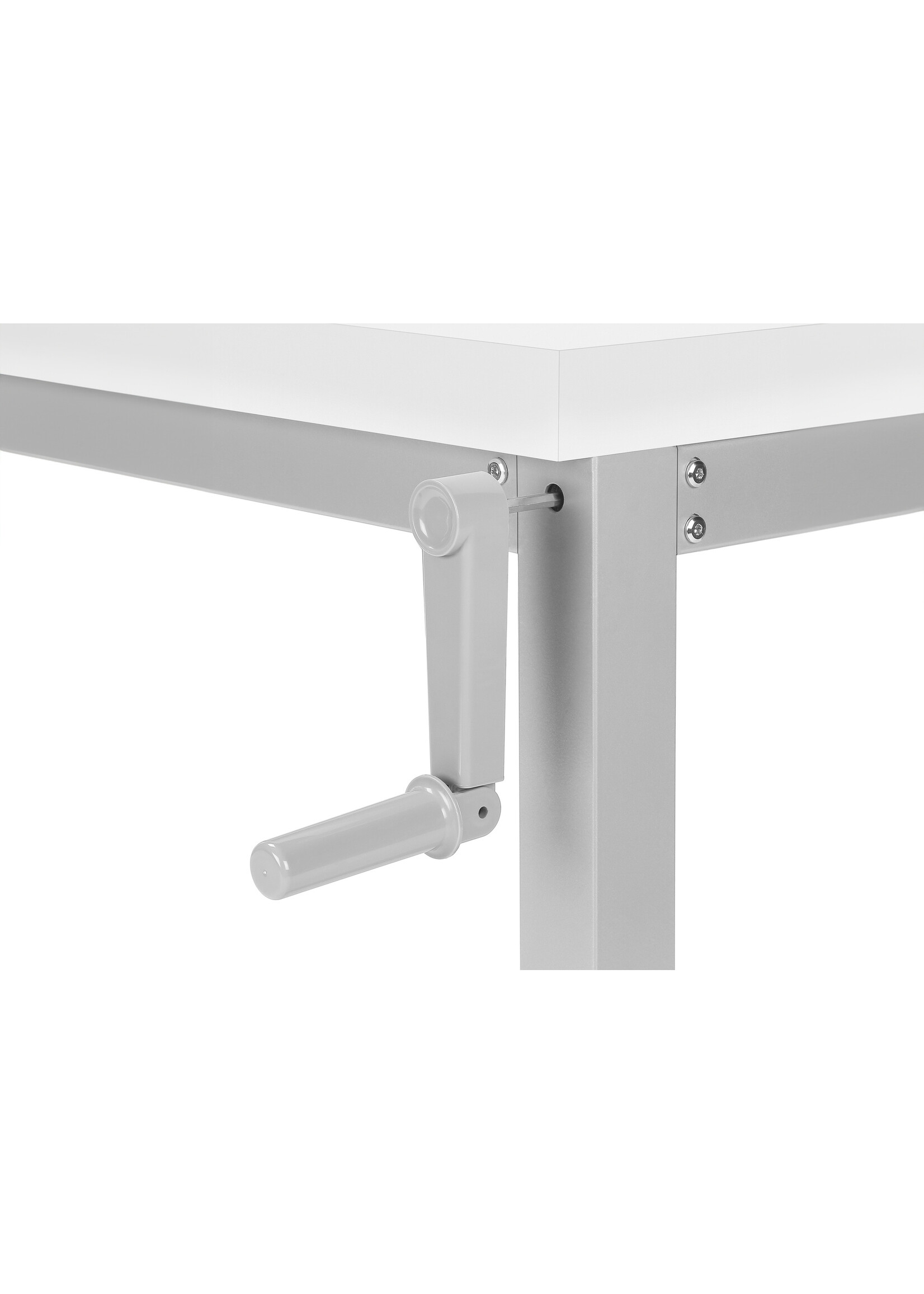 COMPUTER DESK - 48"L / WHITE / ADJ.HEIGHT/ SILVER METAL - MAISON CAPLAN