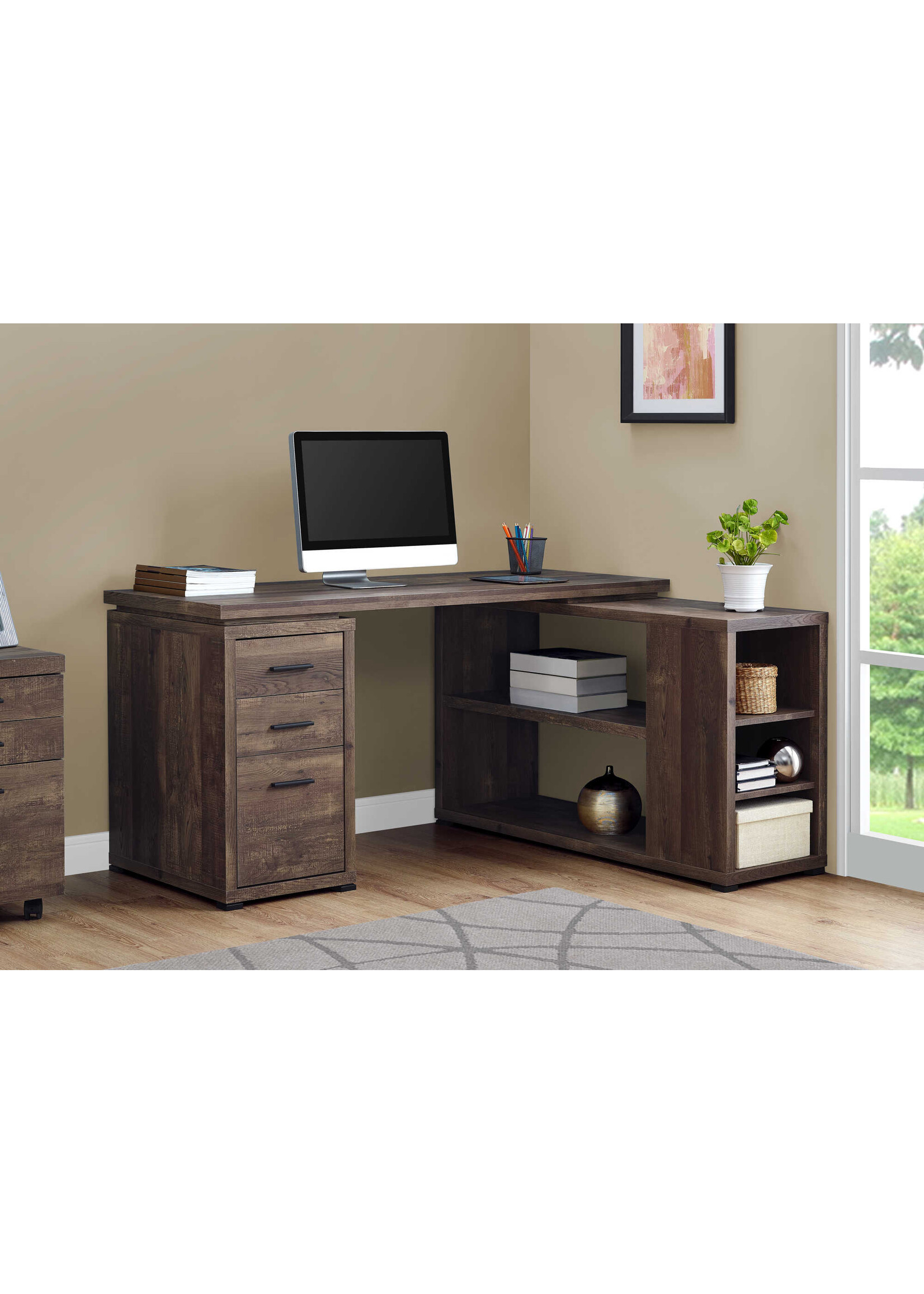 COMPUTER DESK - BROWN RECLAIMED WOOD L/R FACING CORNER - MAISON CAPLAN