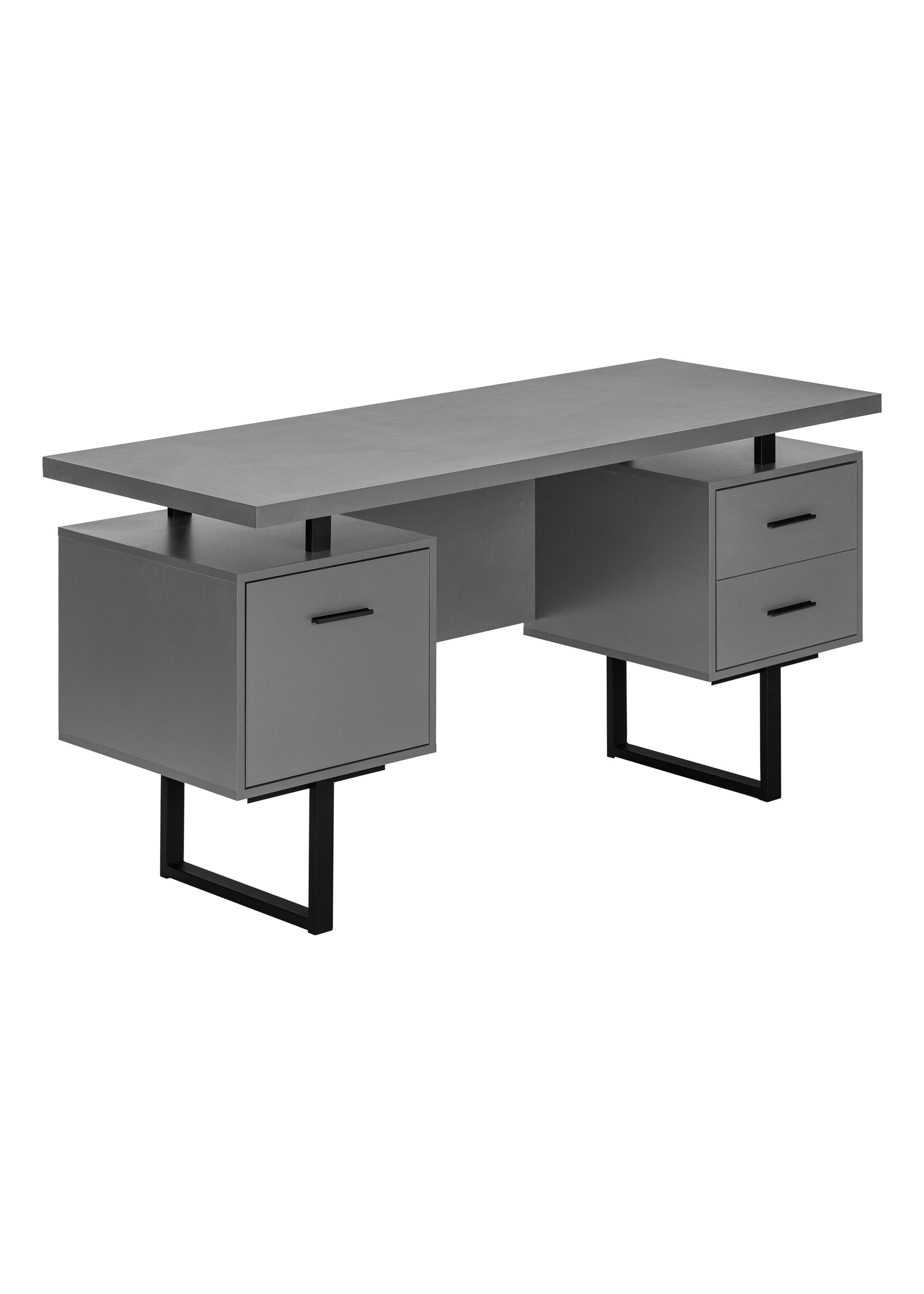 COMPUTER DESK - 60"L / MODERN GREY / BLACK METAL - MAISON CAPLAN