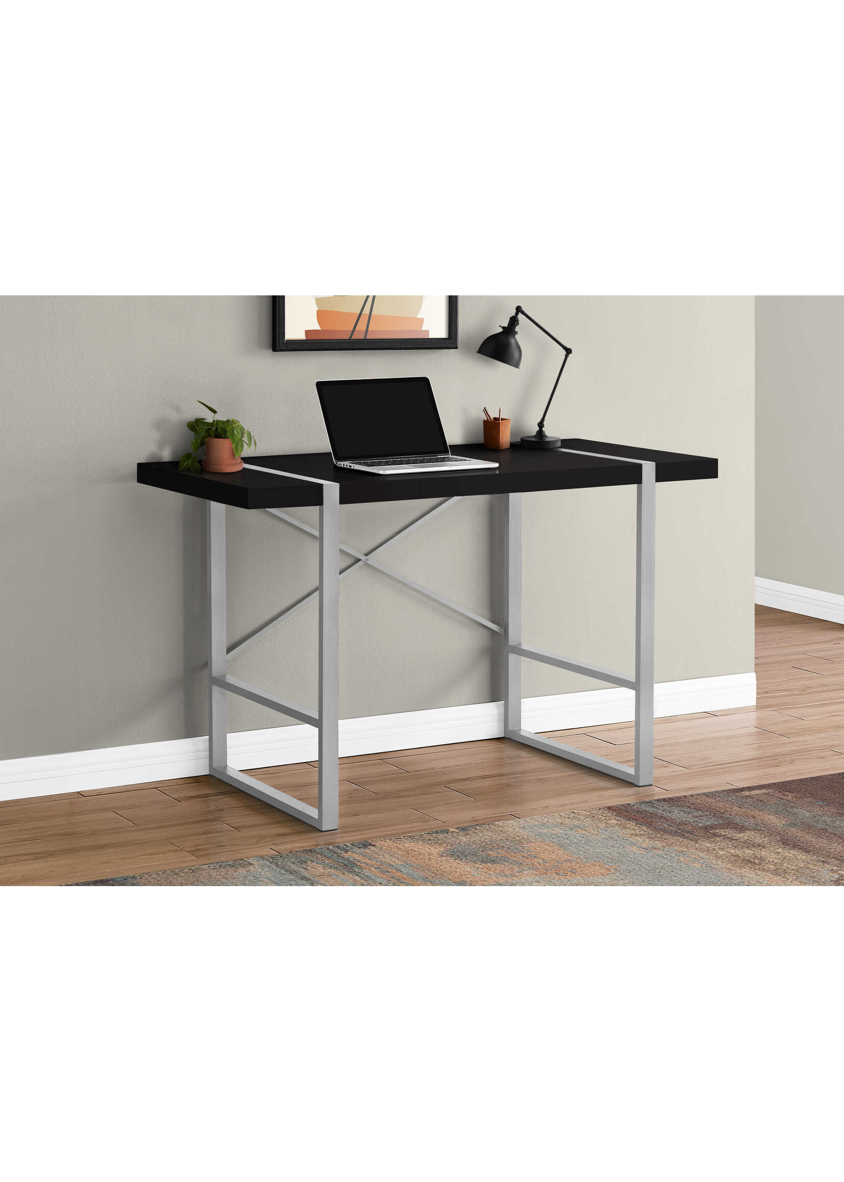 COMPUTER DESK - 48"L / BLACK / SILVER METAL - MAISON CAPLAN