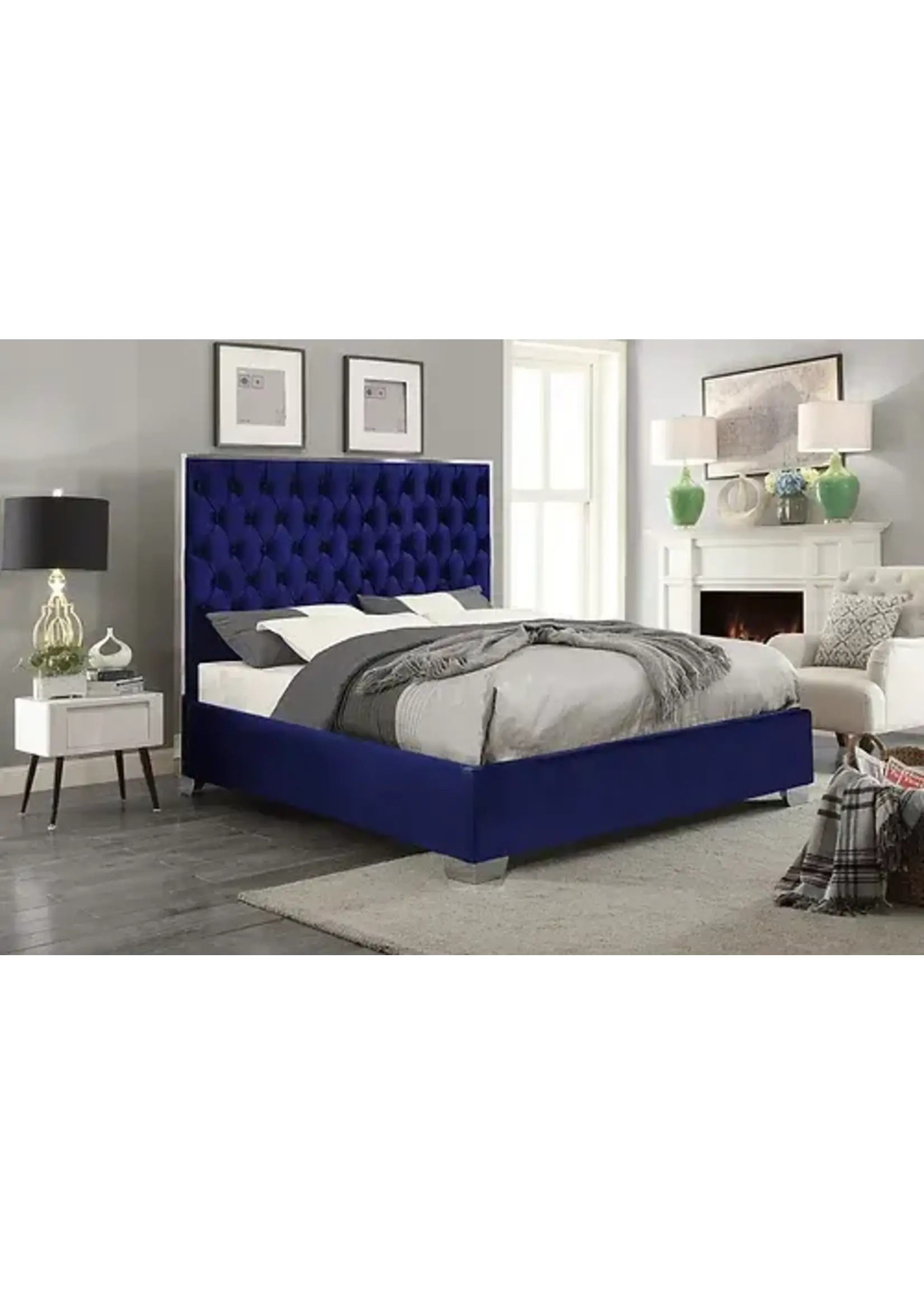 QUEEN BLUE ROYAL BED FRAME - MAISON CAPLAN