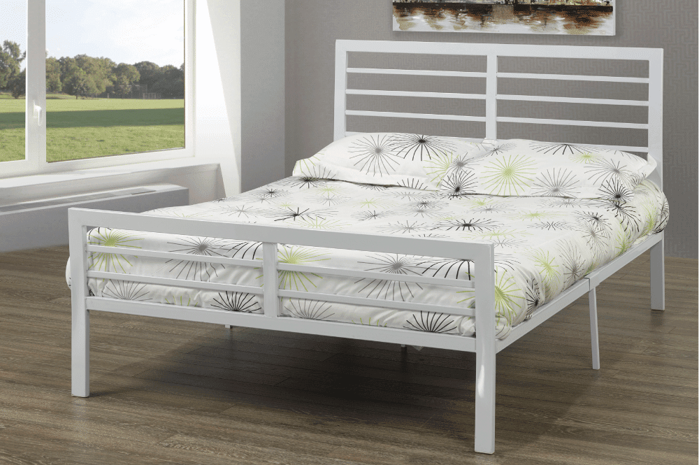 DOUBLE WHITE METAL BED FRAME - MAISON CAPLAN
