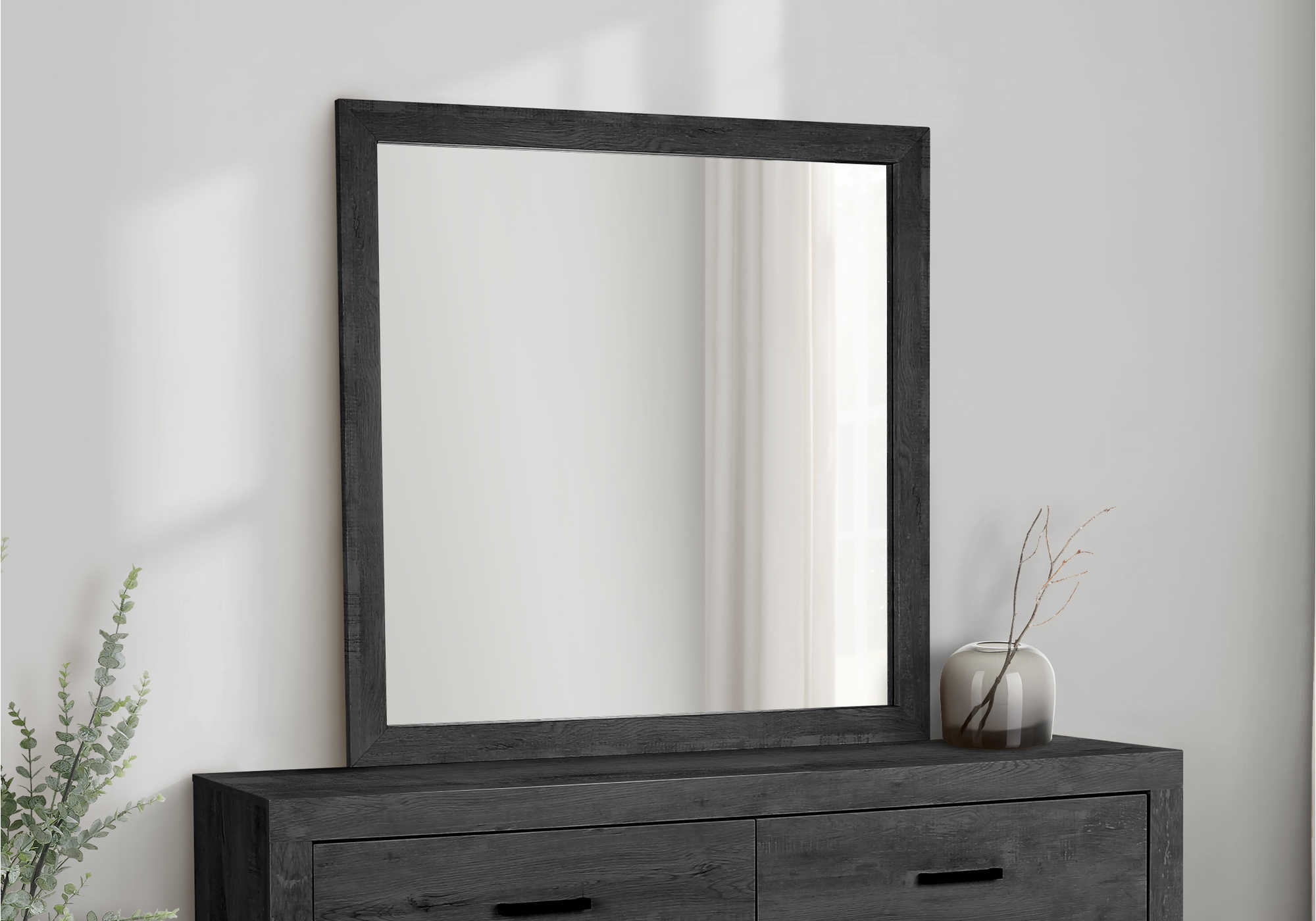 WALL MIRROR - GRAPHITE GREY WOOD FINISH - MAISON CAPLAN