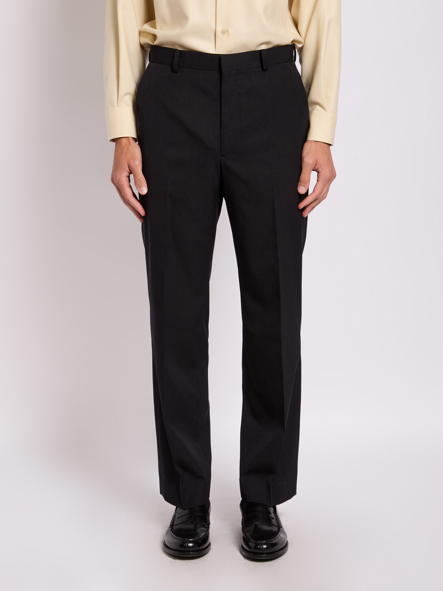 Auralee: Black Max Gabardine Slacks | Men's Designer Clothes Auralee: Black Max Gabardine Slacks | Men's Designer Clothes