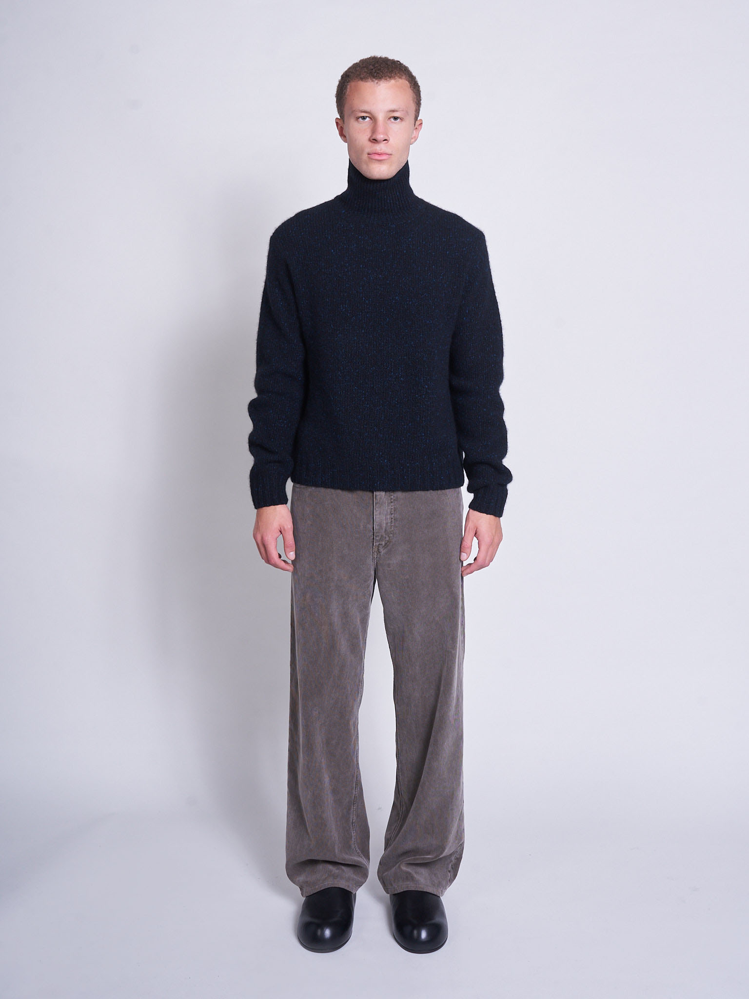 Auralee: Chandail Col Roulé Cashmere Melange Knit Top Marine Noir ...