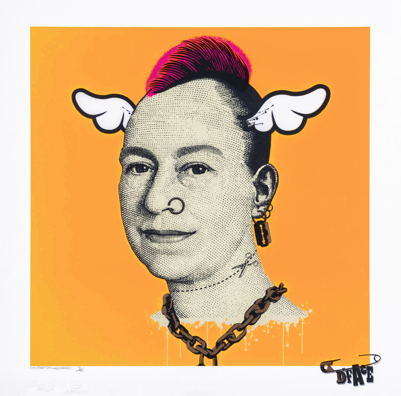 QUEEN ELIZABETH DEFACE FRAMED ORANGE POSTER - Type & Ink Posters