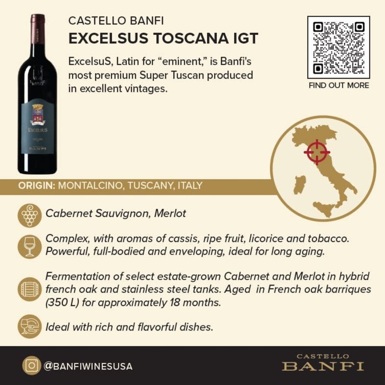 Super Tuscan "Excelsus Toscana IGT", Castello Banfi, Tuscany, IT, 2019 ...