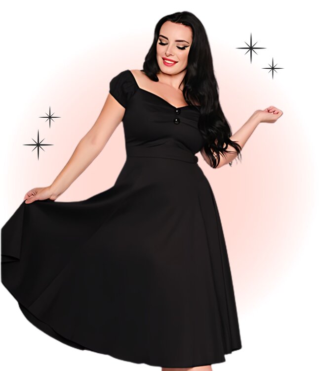 Robe Dolores Noir Évasé - Kitsch'n Swell