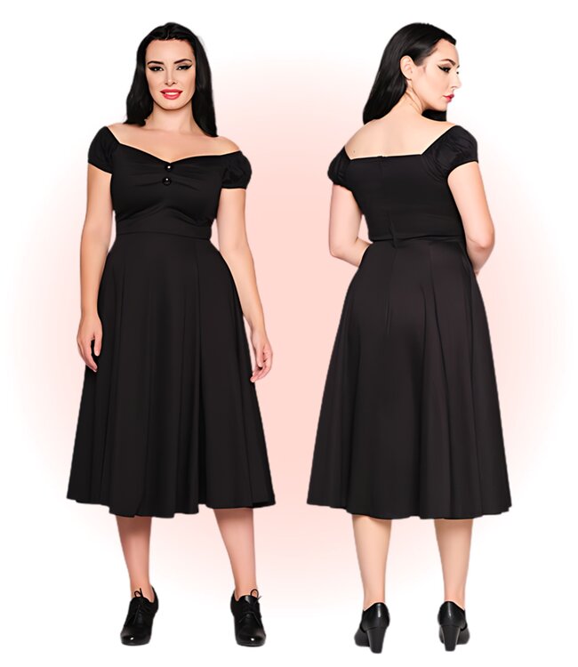 Robe Dolores Noir Évasé - Kitsch'n Swell