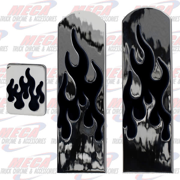 BRAKE PEDAL SET PB FLAMES BLACK - Meca Truck Chrome