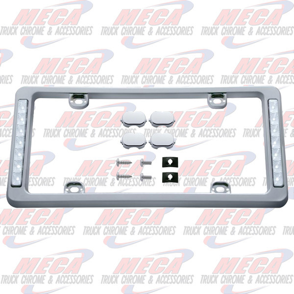 LICENSE PLATE FRAME W/ WHITE BACK UP LIGHTS - Meca Truck Chrome