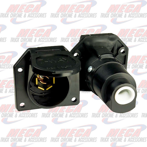 TRAILER SOCKET, 7 POLE, RV STYLE - Meca Truck Chrome