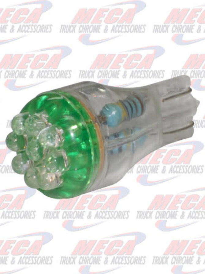 LED 906 BULB W/ 9 GREEN MICRO LED'S 2PK - Meca Truck Chrome