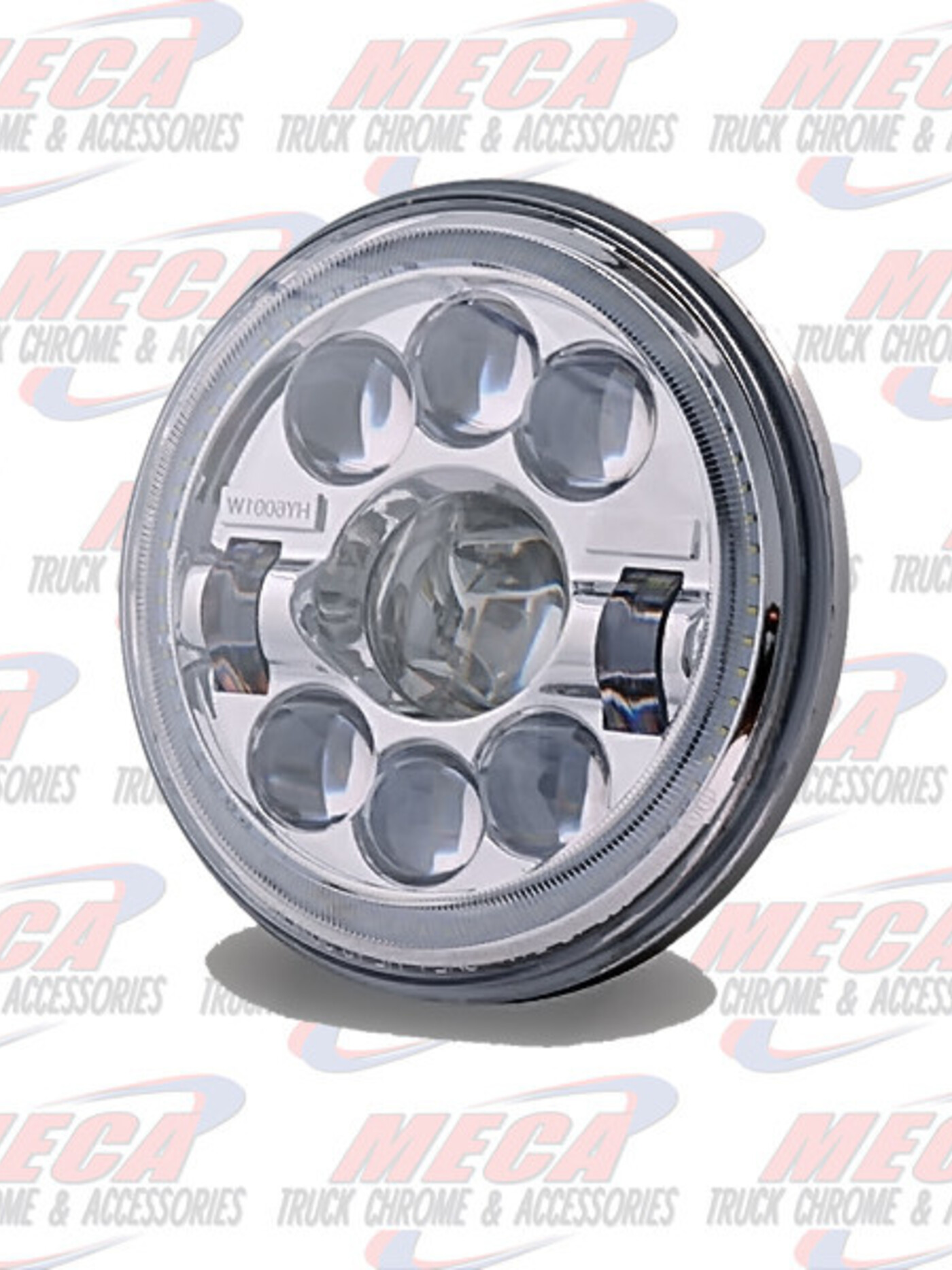 LED HEADLIGHT BEAM HIGH/LOW 7" ROUND W/ PROJECTORS - Meca Truck Chrome
