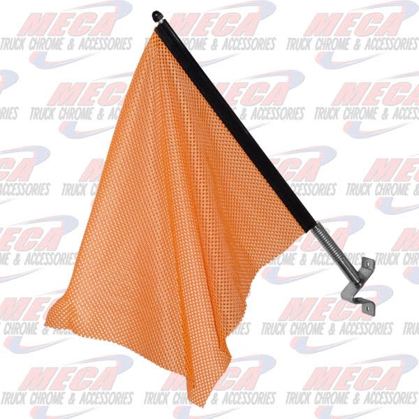 ORANGE WARNING FLAG W/ SPRING LOADED BRACKET - Meca Truck Chrome