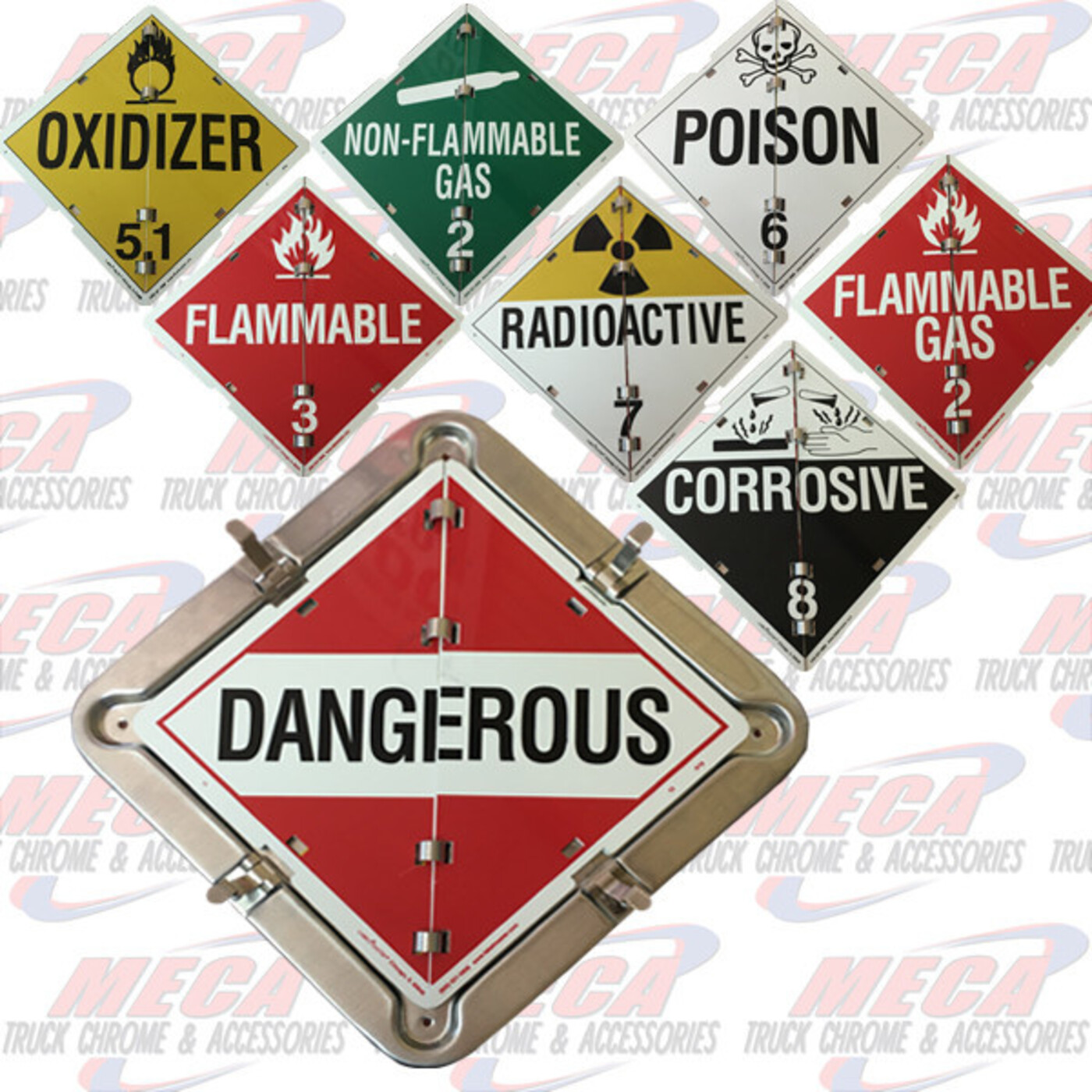 PLACARD FOR 8 HAZARDOUS MATERIAL LABELS - Meca Truck Chrome
