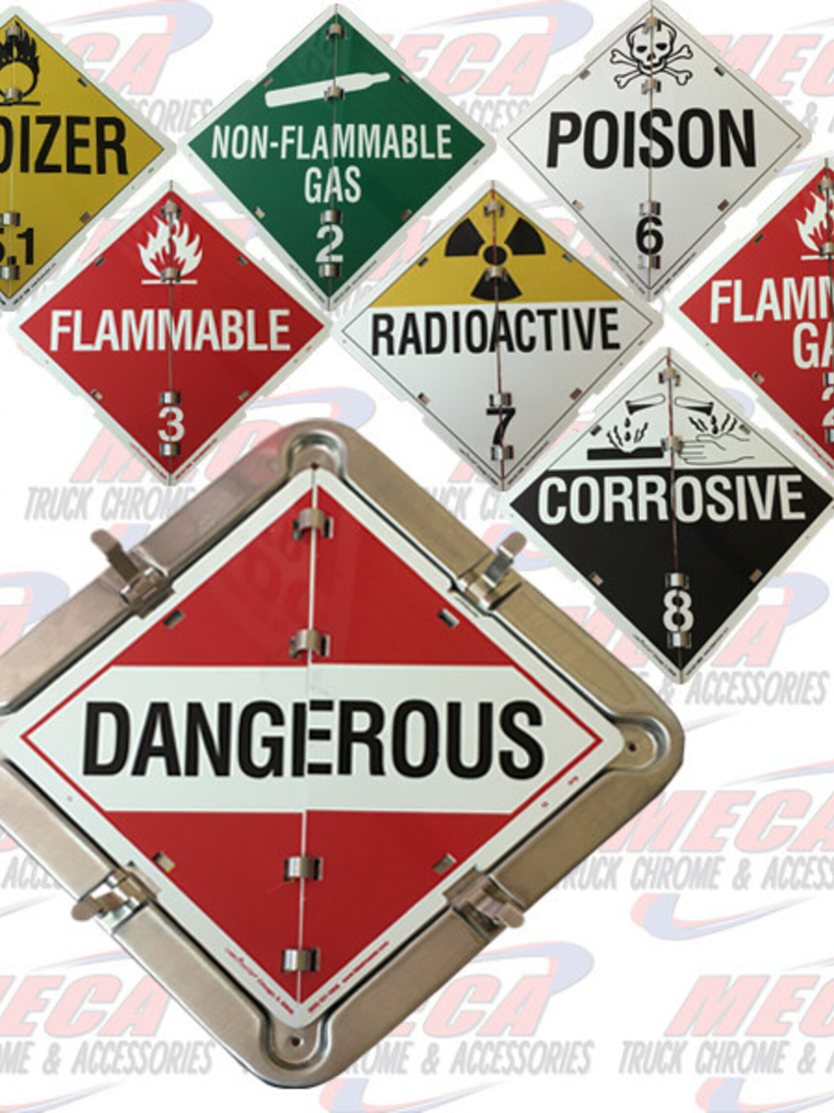 PLACARD FOR 8 HAZARDOUS MATERIAL LABELS - Meca Truck Chrome