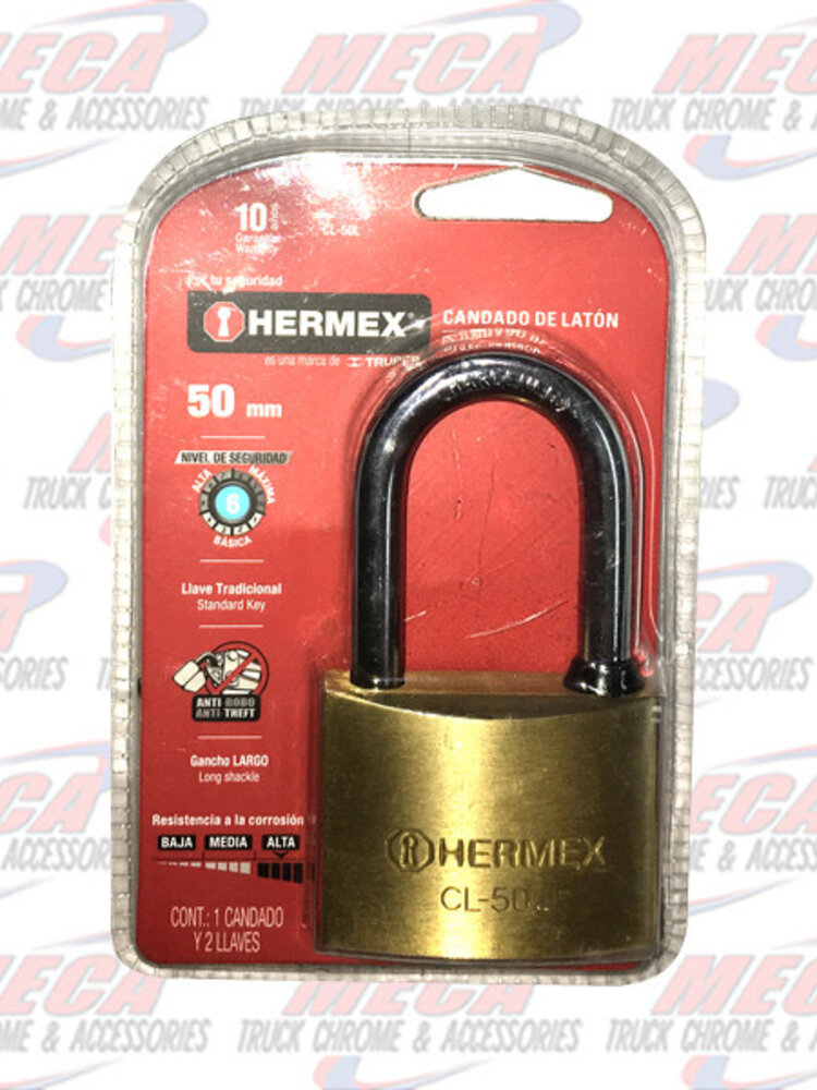 BRASS PADLOCK 50MM HERMEX TRUPER LOCK - Meca Truck Chrome