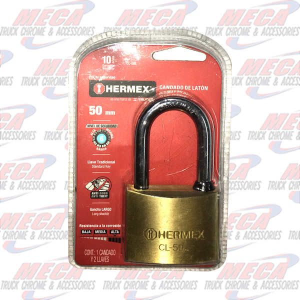 BRASS PADLOCK 50MM HERMEX TRUPER LOCK - Meca Truck Chrome