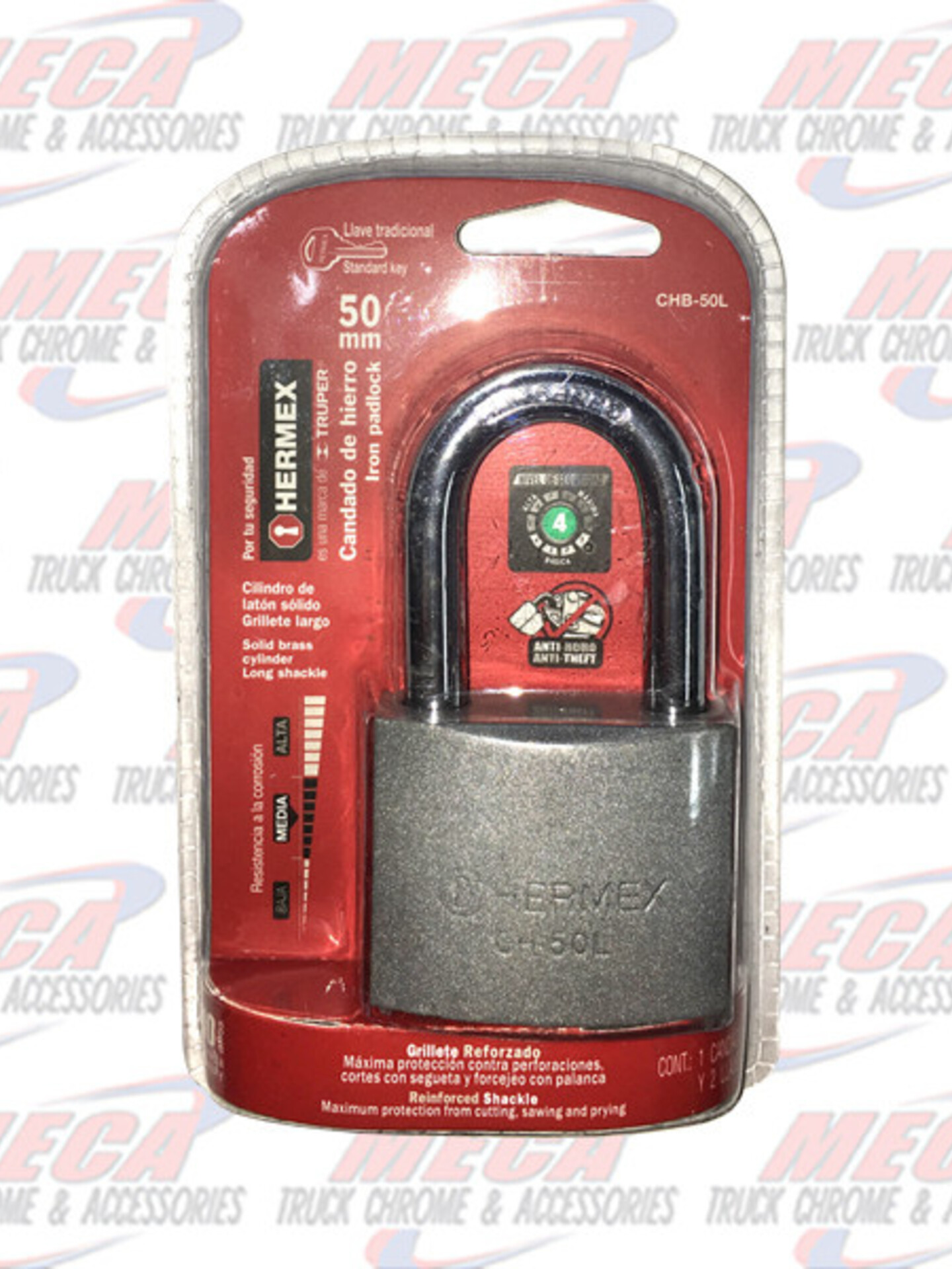 IRON PADLOCK 50MM HERMEX TRUPER LOCK - Meca Truck Chrome