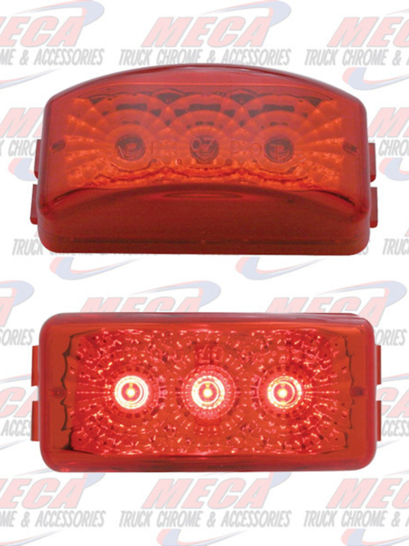LED SMALL DUALLY STYLE RED W/ REFLECTORS - Meca Truck Chrome