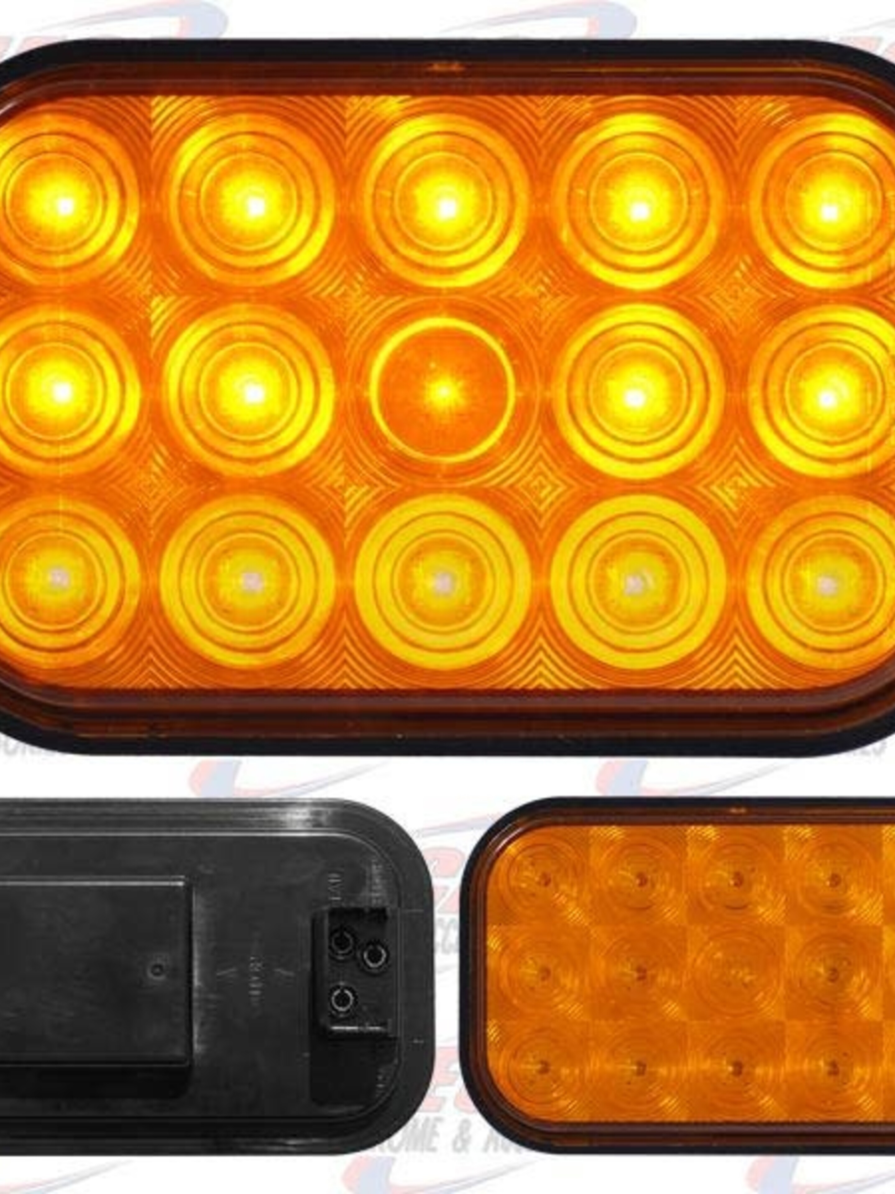 LIGHT LED SQUARE AMBER W/ 15 DIODES - Meca Truck Chrome
