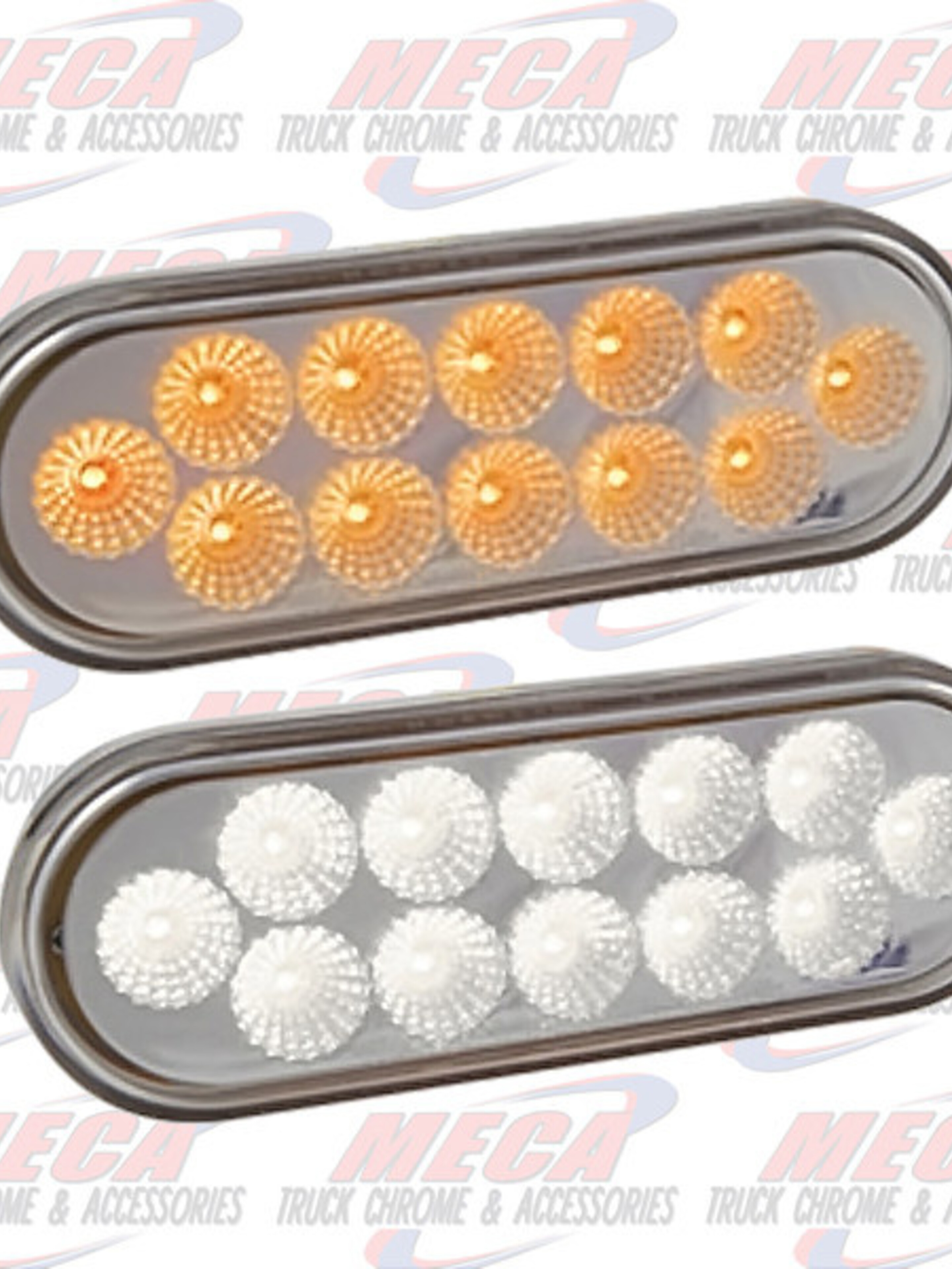 LED LIGHT OVAL AMBER & WHITE FOR TURN & SPOT - Meca Truck Chrome