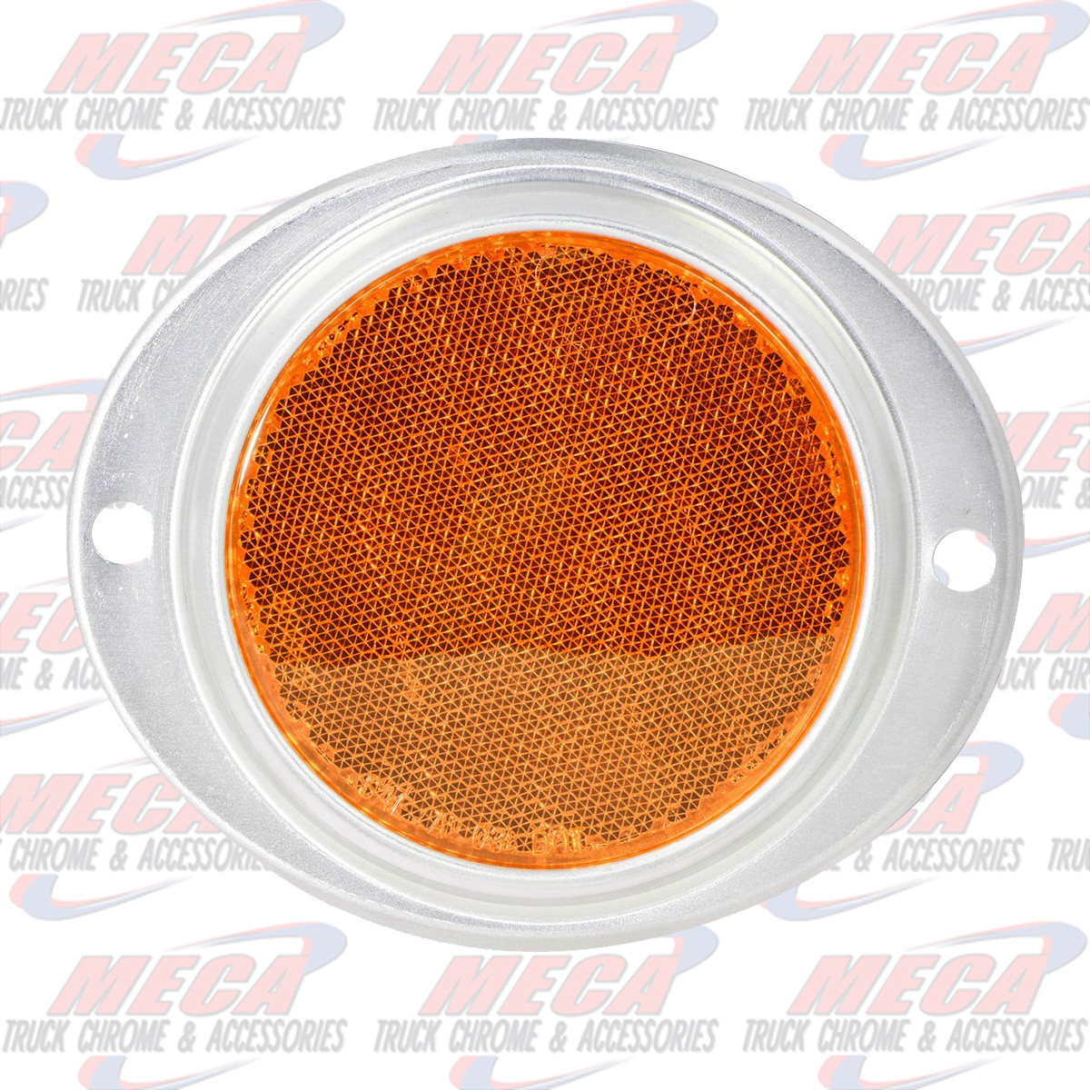 3" AMBER REFLECTOR W/ ALUMINUM SCREW MOUNT BASE - Meca Truck Chrome