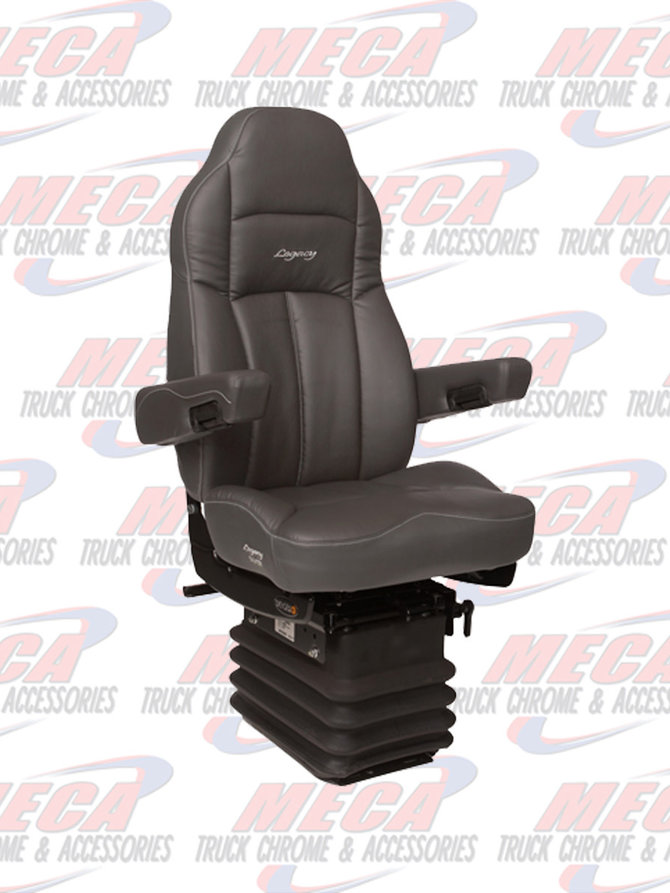 SEAT LEGACY "SILVER" DURA LEATHER GRAY HIGHBACK W/ ARMS - Meca Truck Chrome