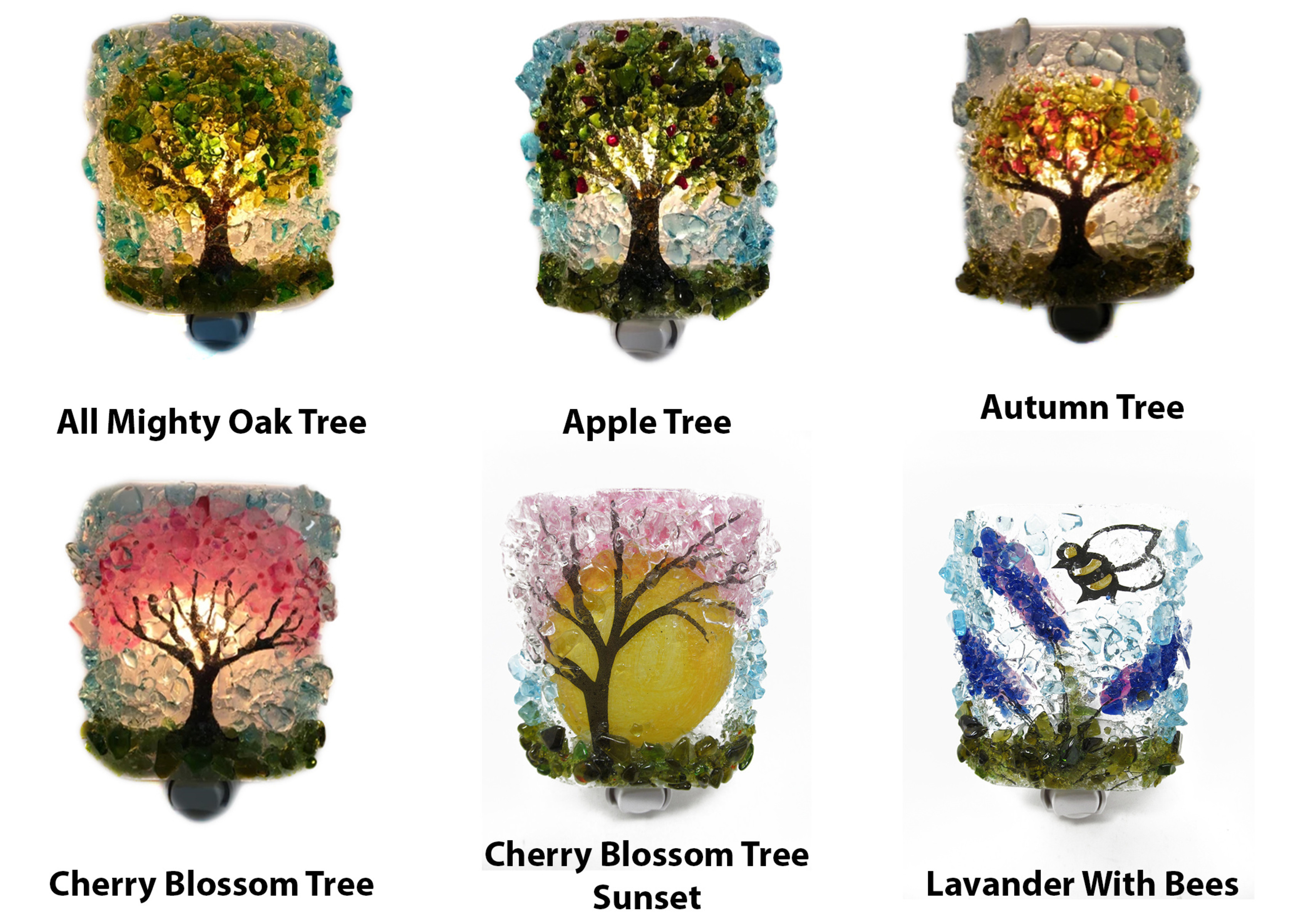 Night Lights - Flowers and Trees by Reborn Glass - Log House Craft Gallery
