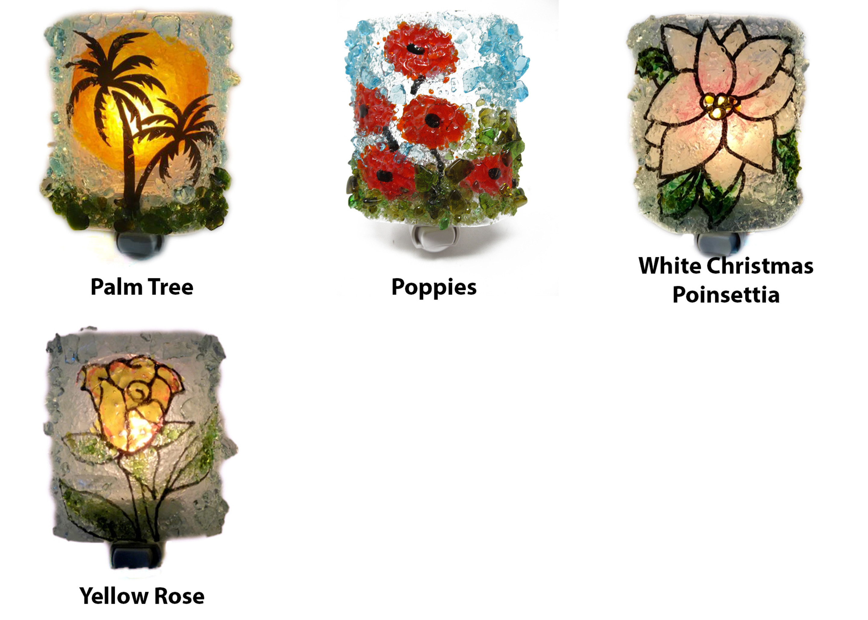 Night Lights - Flowers and Trees by Reborn Glass - Log House Craft Gallery