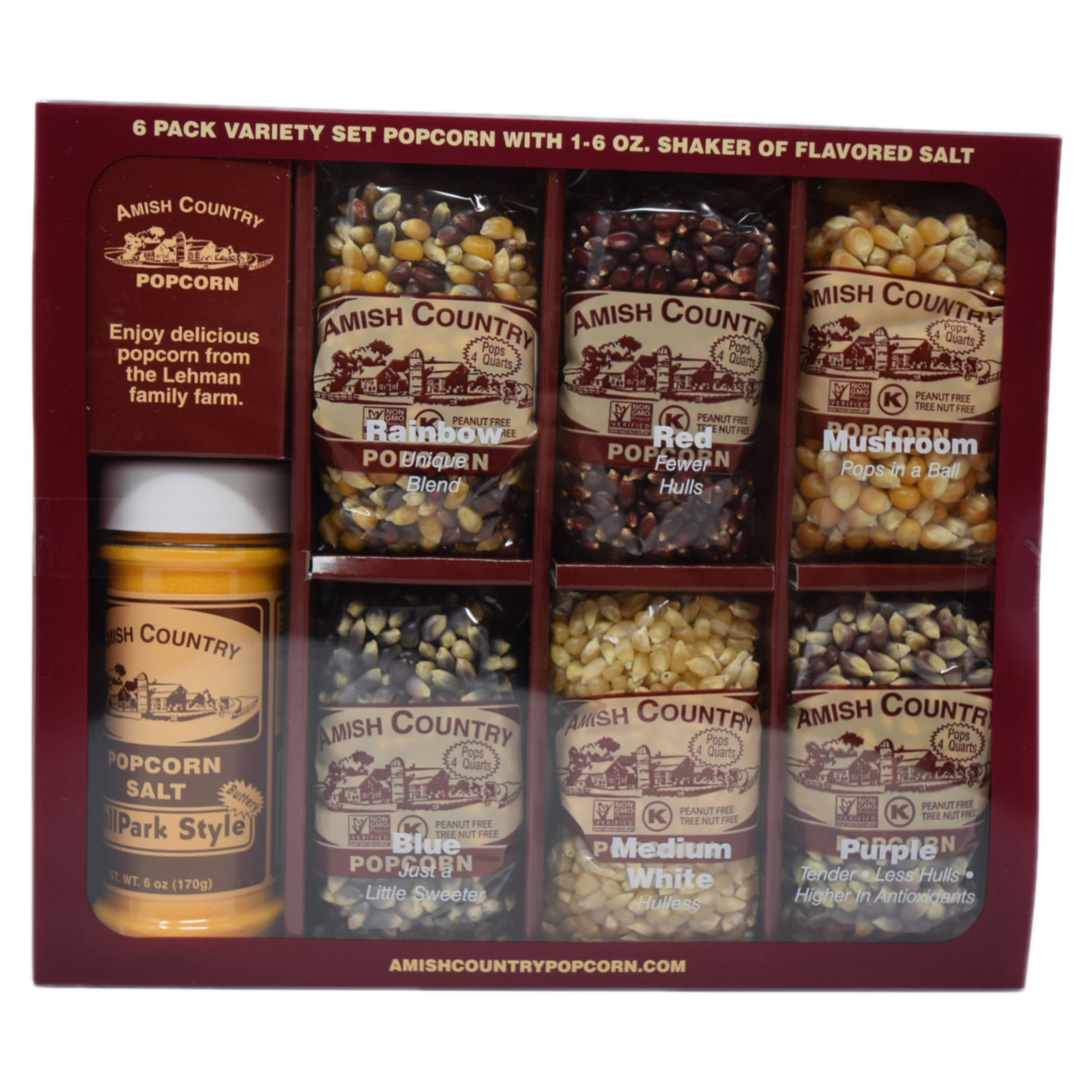 Amish Popcorn 6, 4oz Popcorns with Salt Shaker by Amish - Log House ...