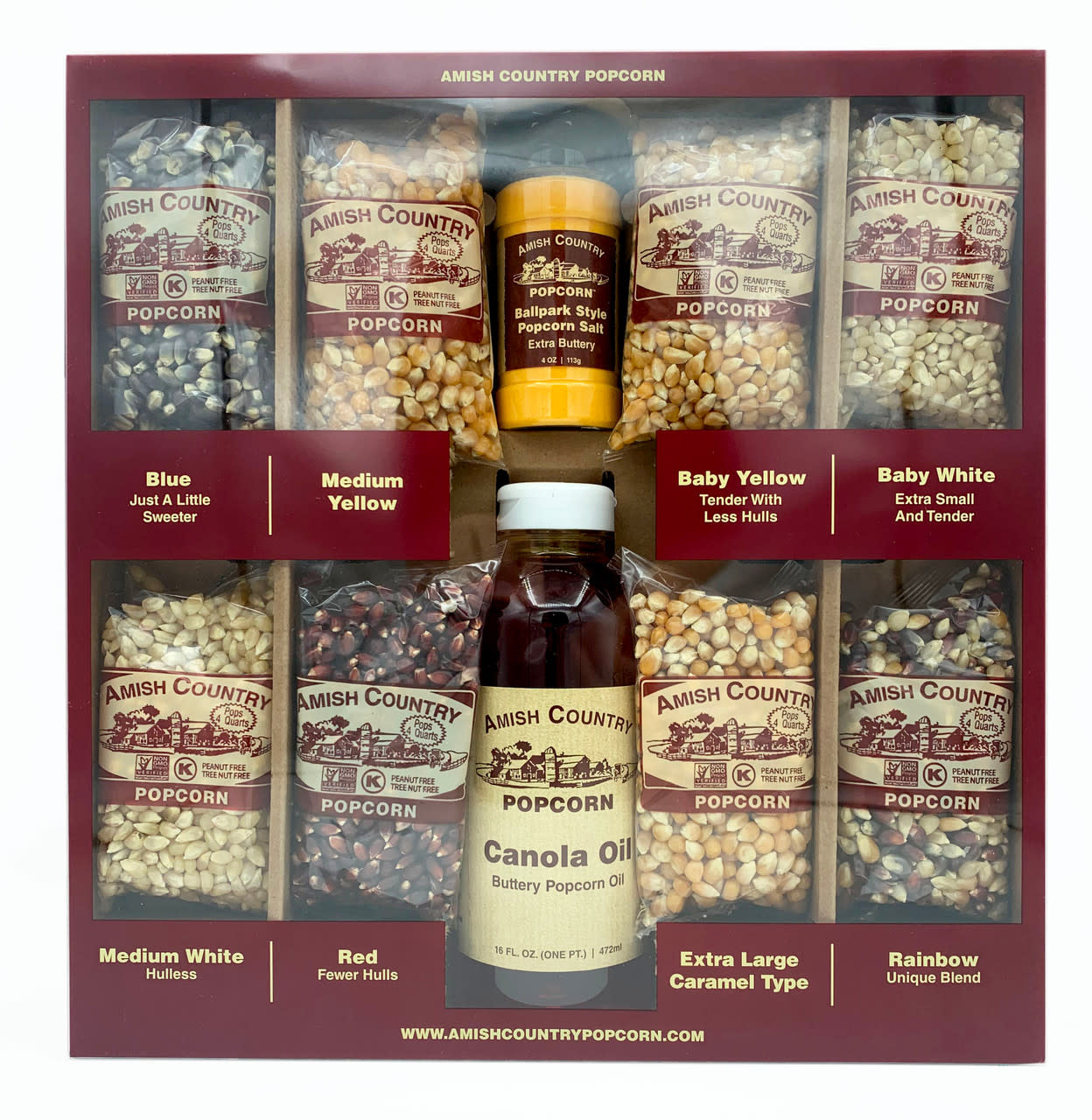 Open 4 oz Variety Popcorn Gift Box by Amish Popcorn - Log House Craft ...