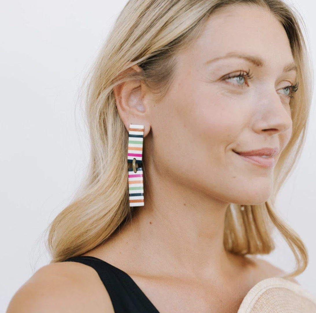 Striped Isabella Earrings - Tulips in Little Rock
