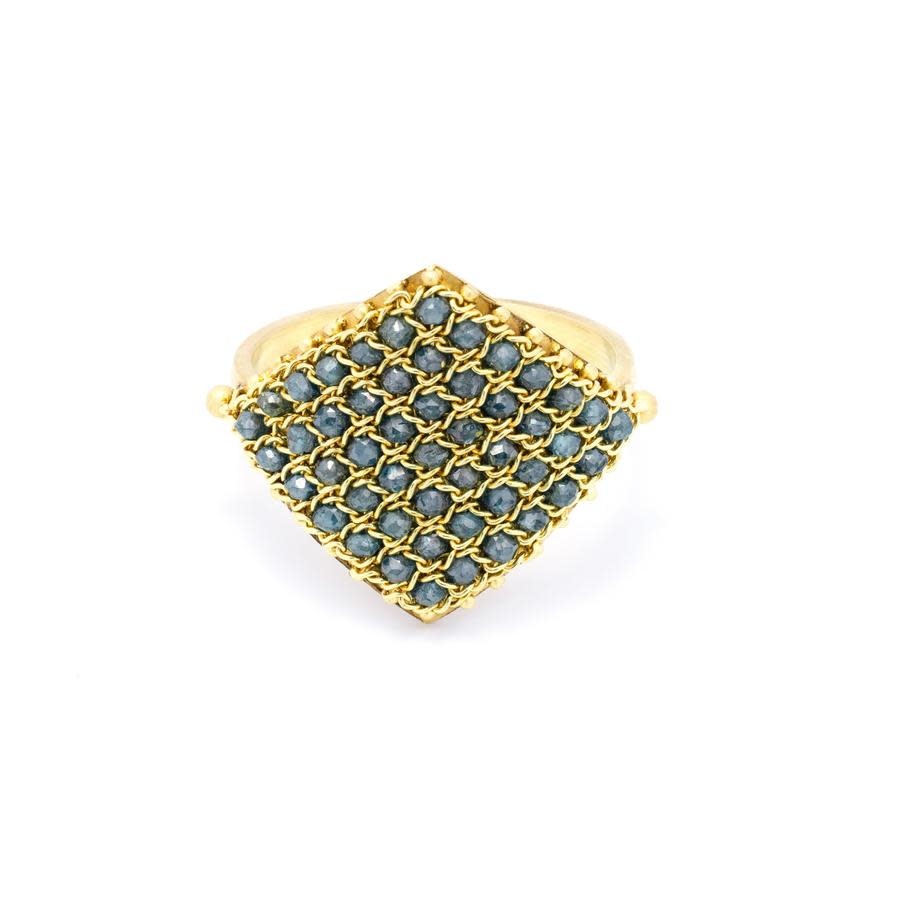 Blue Diamond Textile Ring - Element 79 Contemporary Jewelry