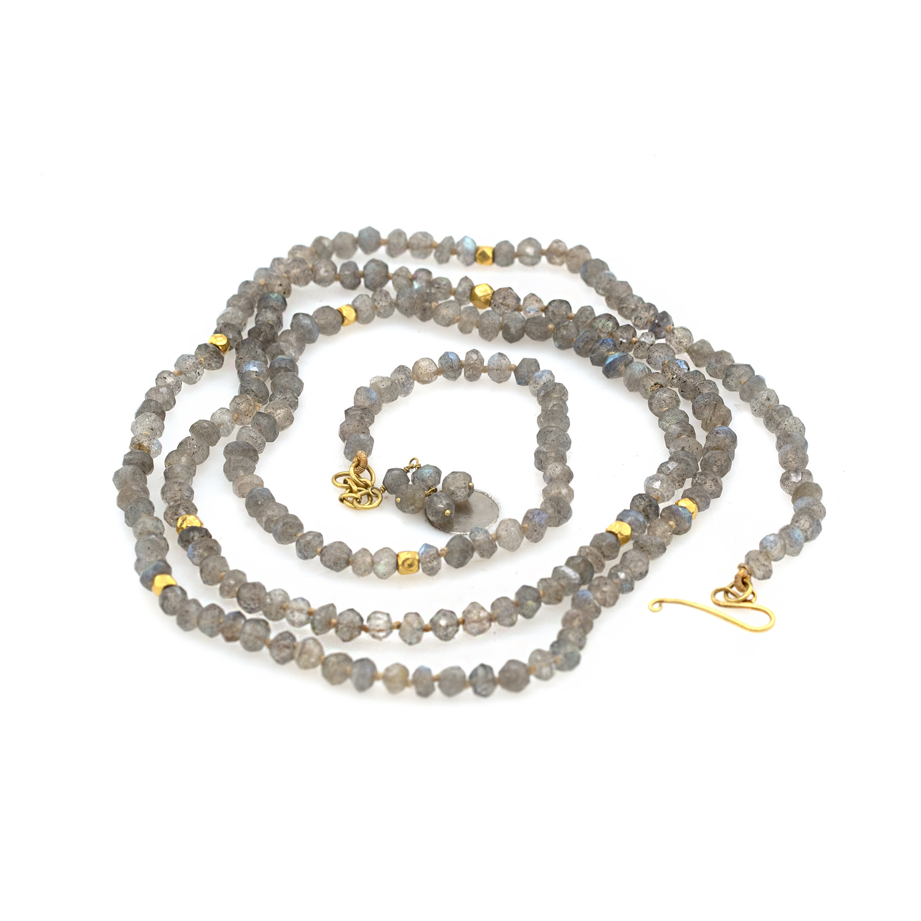 Long Labradorite and Gold Beaded Necklace - Element 79 Contemporary Jewelry