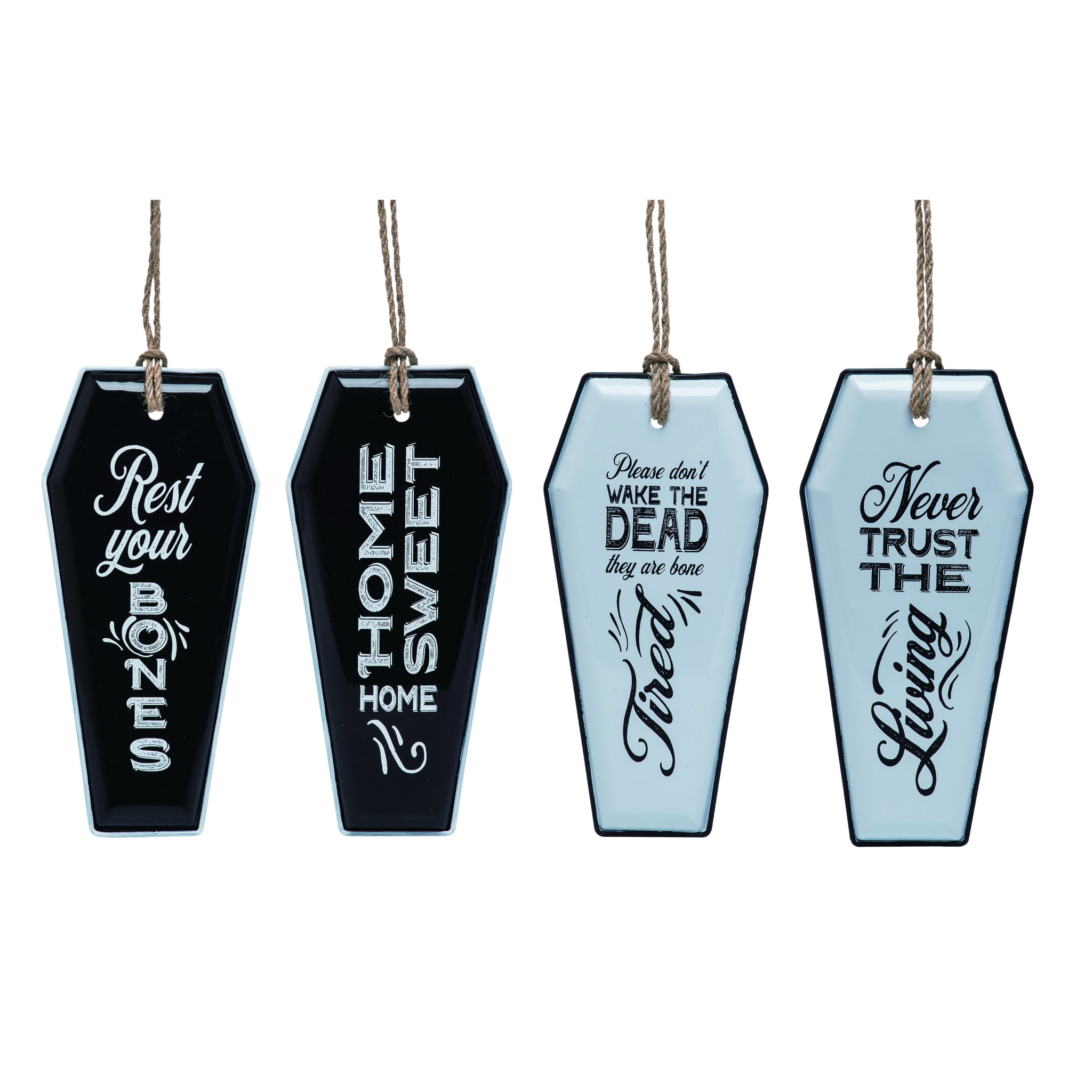 Tin Coffin Hanging Sign 4 Asst - House of Boo