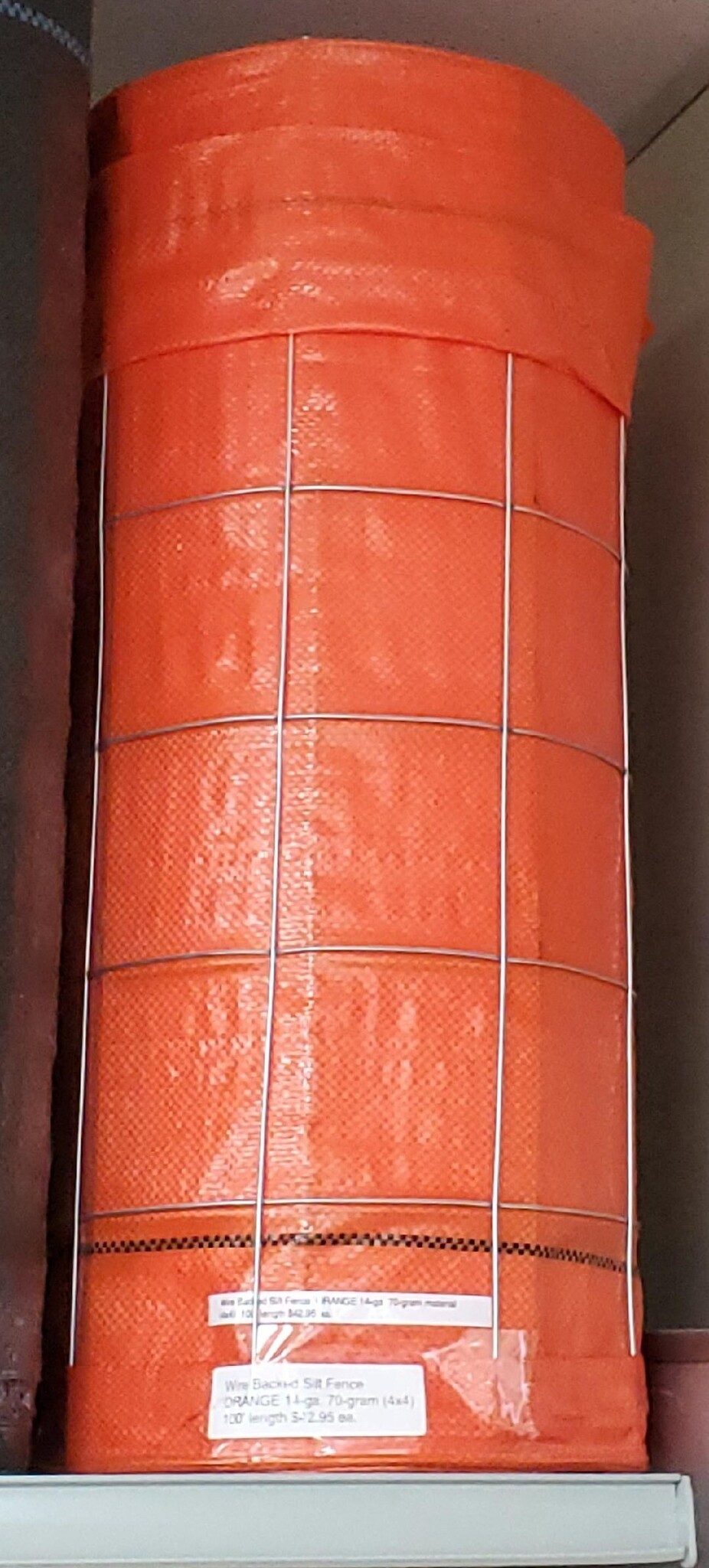 Wire Backed Silt Fence ORANGE 14-ga. 70-gram material (4x4), 100 ...