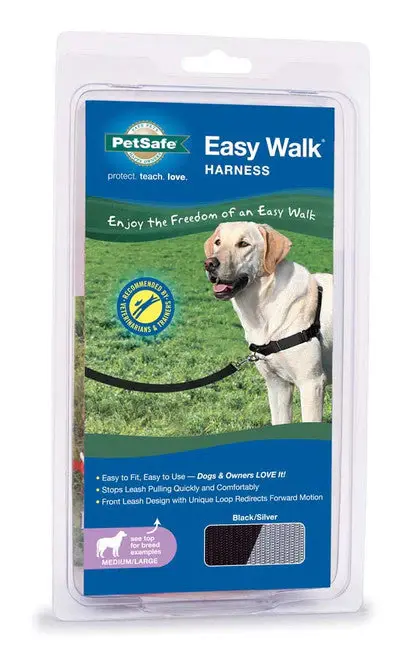PetSafe Easy Walk Dog Harness Black/Silver MD/LG - Tabby & Jack's Pet ...