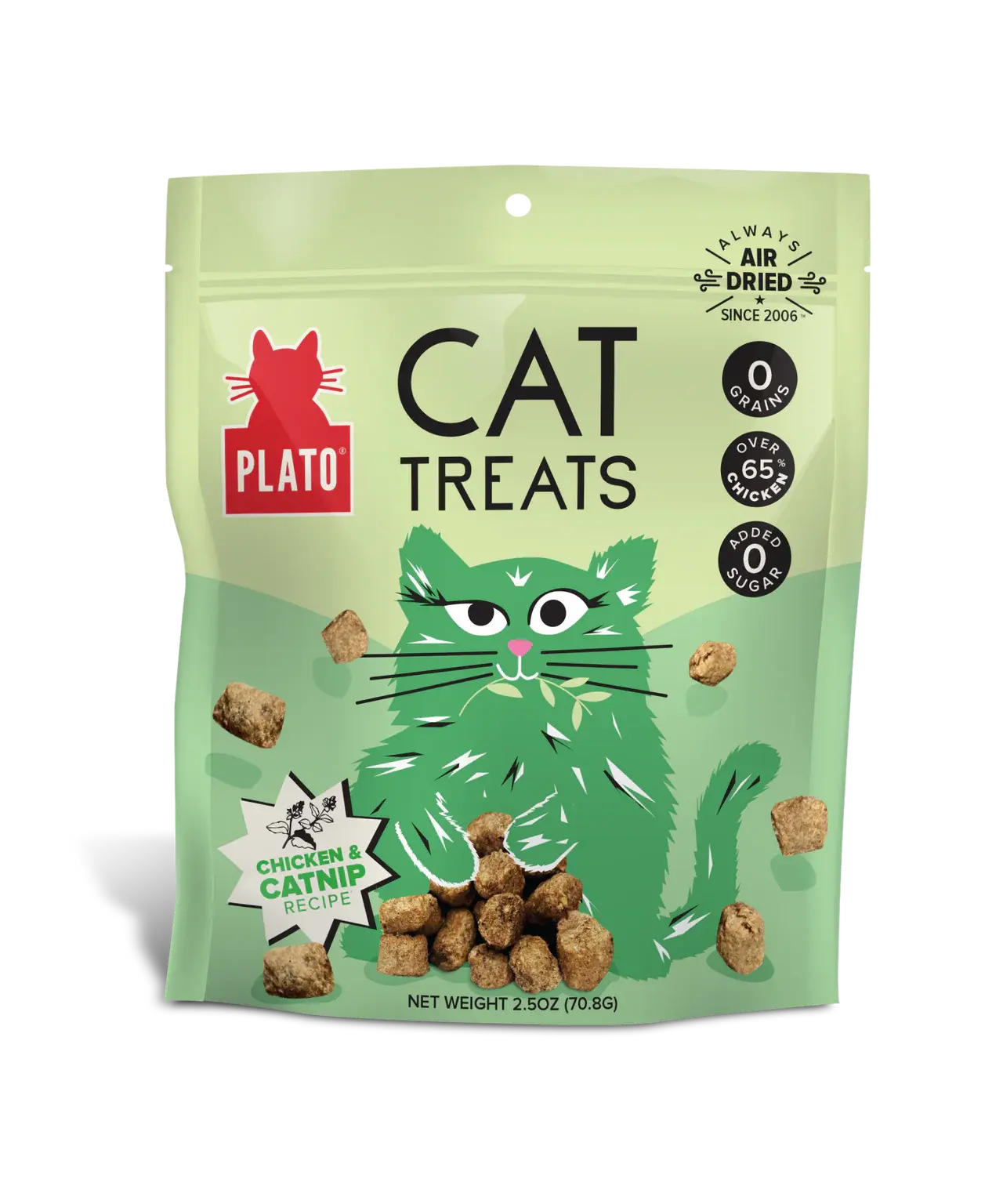 Plato Cat Treats Air Dried Chicken Catnip 2.5 oz - Tabby & Jack's Pet ...