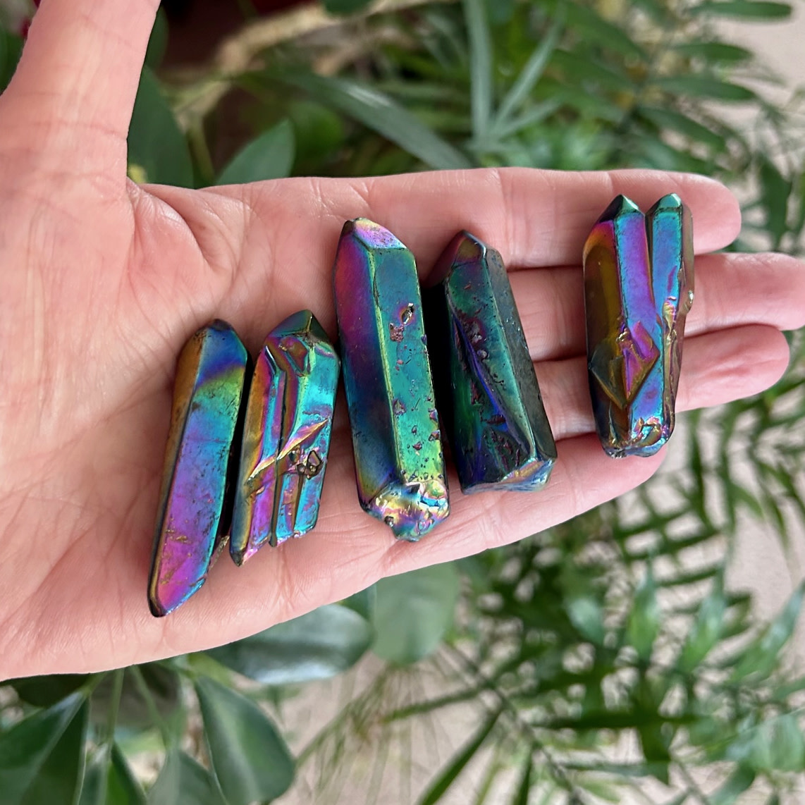 Assorted Aura Quartz Points for joy - Soul Food Crystals
