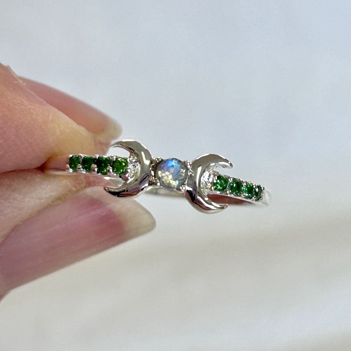 Emerald or Ruby Moonstone with Moon - Soul Food Crystals