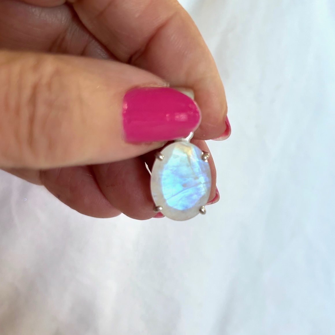 Rainbow Moonstone Pendant Faceted Oval - Soul Food Crystals