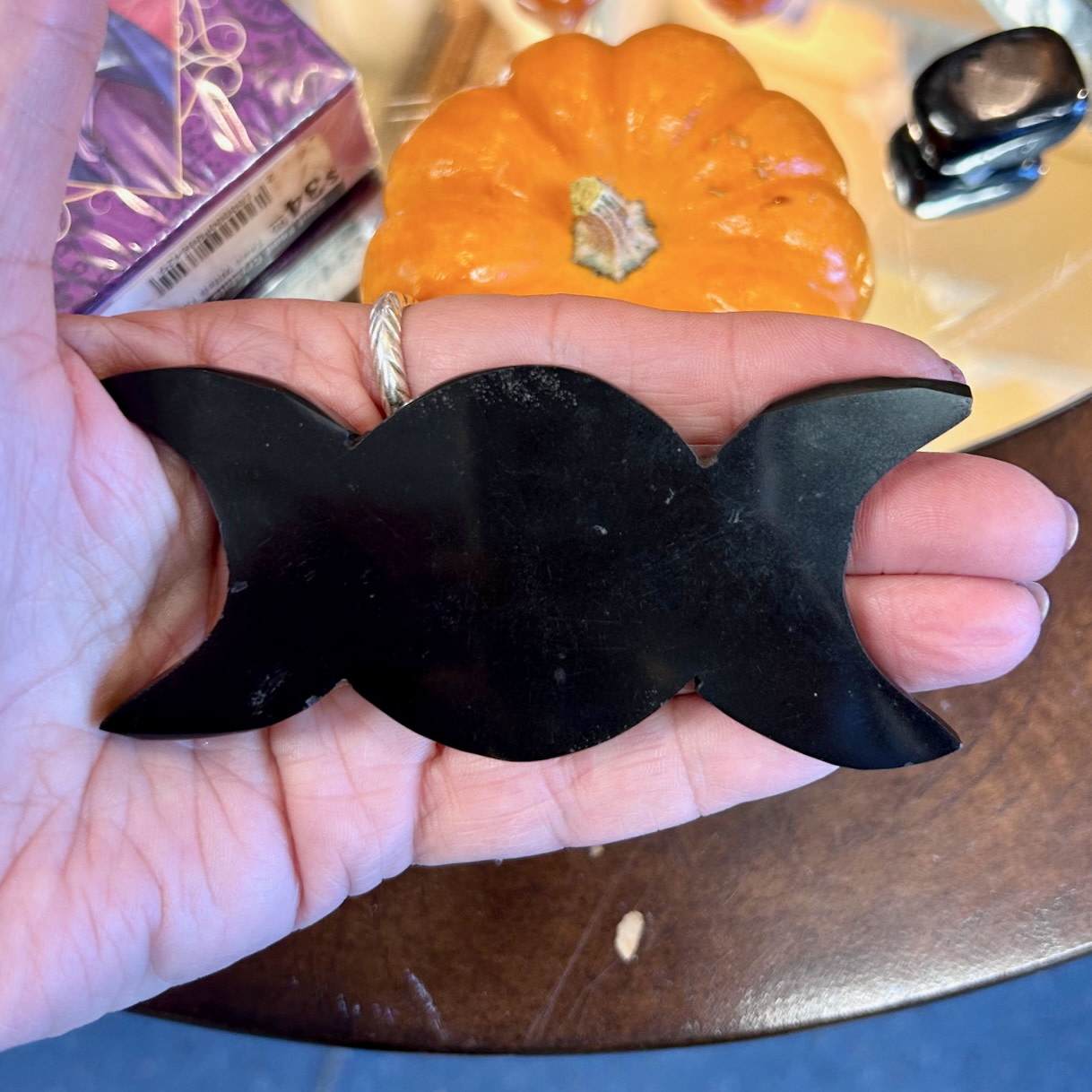 Obsidian Triple Moon Hand Carved - Soul Food Crystals