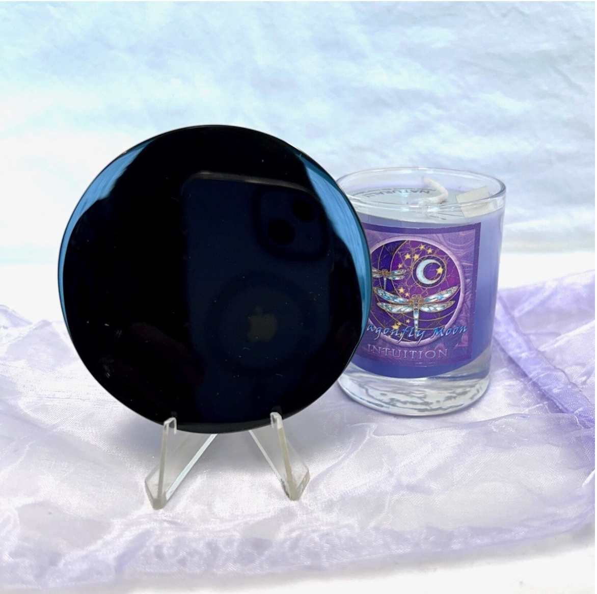 Black Obsidian Scrying Mirror for intuitive visions - Soul Food Crystals