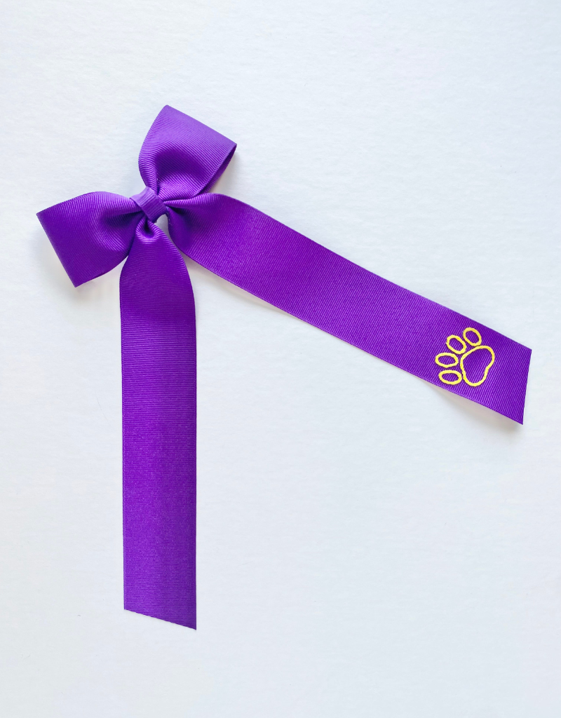 Paw Print Bow 1.5" Purple Ribbon - Mini Macarons Boutique